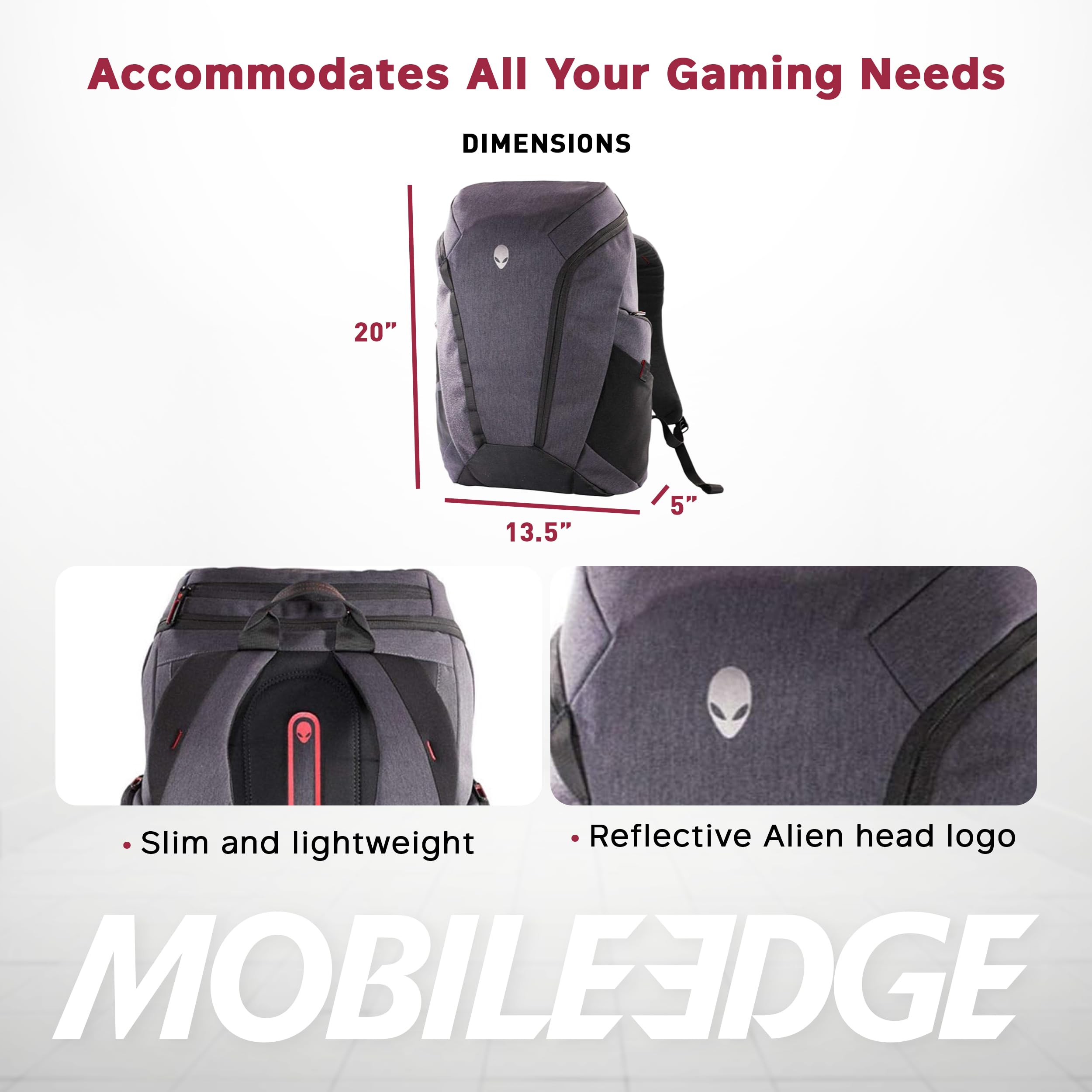 Dell Men's Backpack, Gray, Large