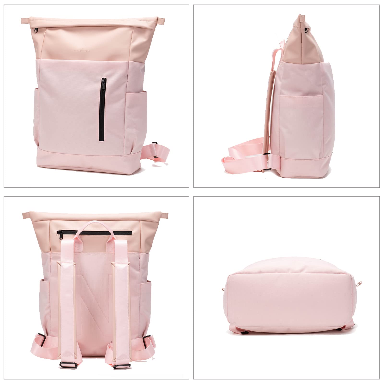 NOL Natural Organic Lifestyle Casual Daypacks for Women Lightweight Nylon Backpack Roomy Medium Size Backpacks (P pink)