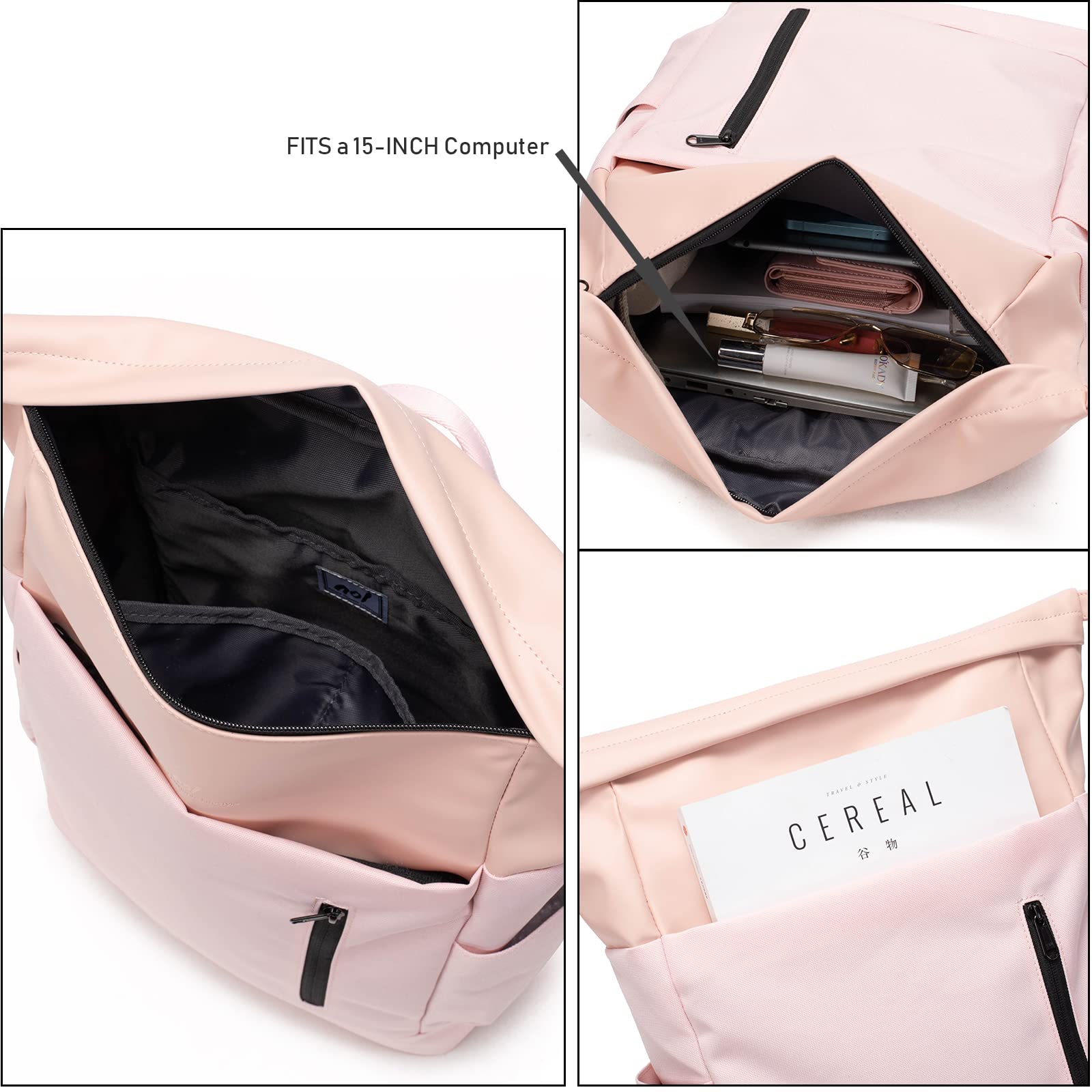 NOL Natural Organic Lifestyle Casual Daypacks for Women Lightweight Nylon Backpack Roomy Medium Size Backpacks (P pink)