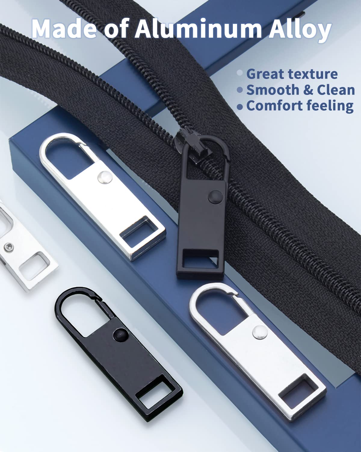 Zipper Pull, Zipper Pull Replacement (32 Pack), Universal Replacement Zipper Pull Kit, Durable Zipper Tab Replacement, Zipper Pulls for Backpacks, Purses, Jackets, Luggage, Boots (4 Styles 4 Sizes)