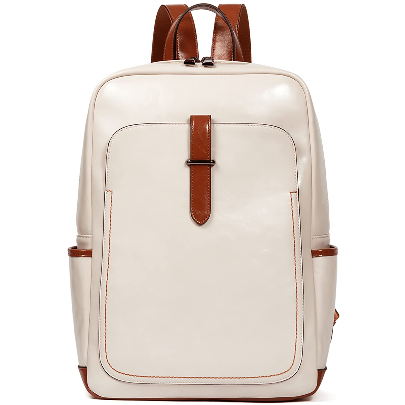 Telena Leather Laptop Backpack for Women 15.6 inch Computer Backpack College Travel Daypack Bag Crocodile Grain