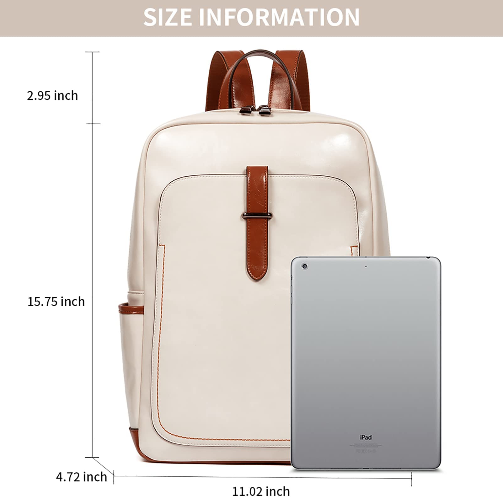 Telena Leather Laptop Backpack for Women 15.6 inch Computer Backpack College Travel Daypack Bag Crocodile Grain