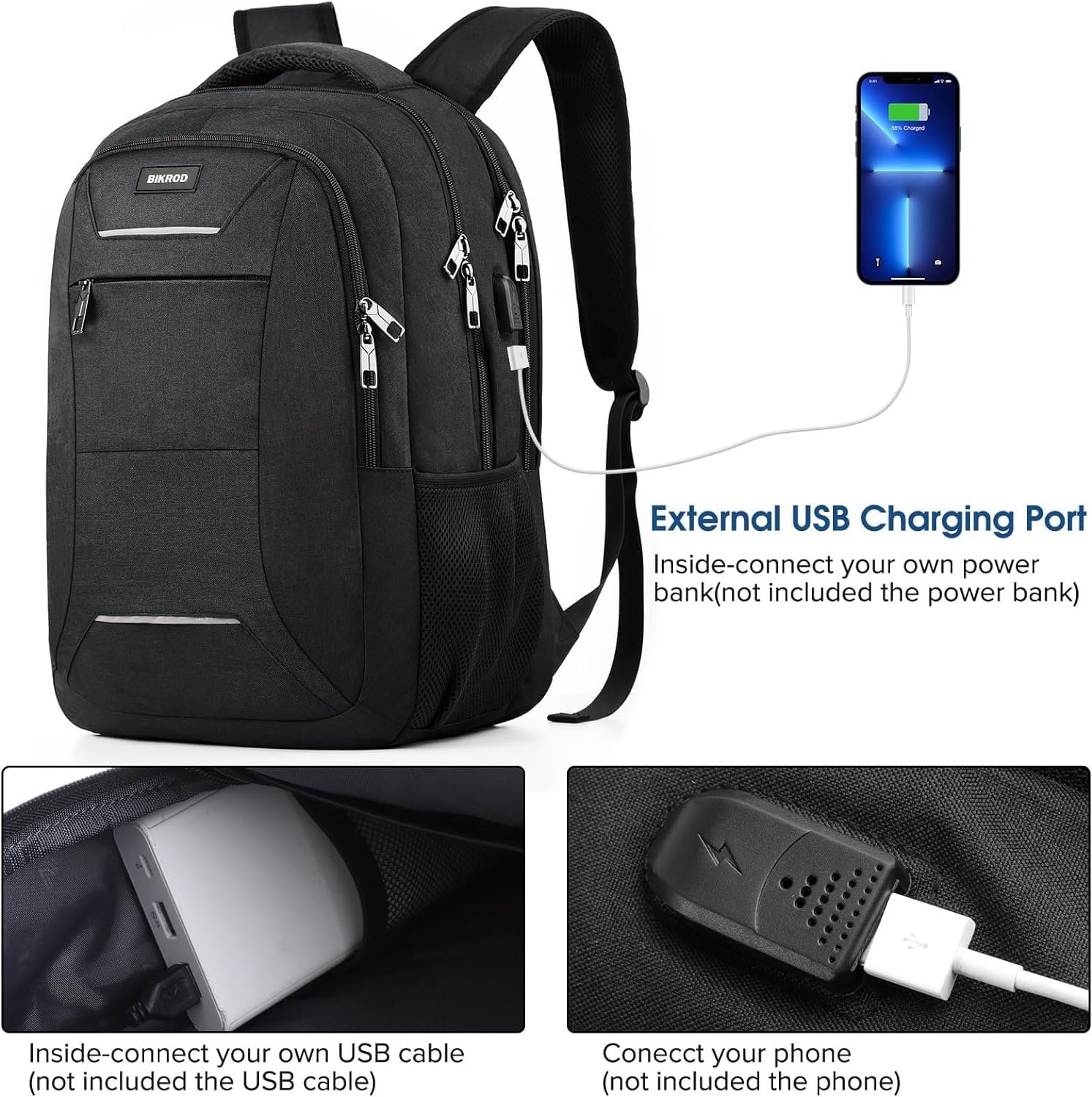 Travel Laptop Backpack for Men, Large School Backpacks for Teens Water Resistant Back Pack with USB Charging Port, Business Anti Theft Durable Computer Bag Gifts for Men Fits 17.3 Inch Laptop, Black