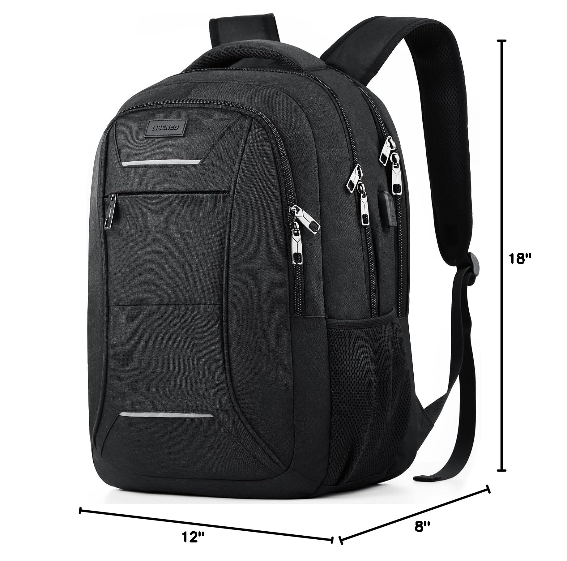 Travel Laptop Backpack for Men, Large School Backpacks for Teens Water Resistant Back Pack with USB Charging Port, Business Anti Theft Durable Computer Bag Gifts for Men Fits 17.3 Inch Laptop, Black