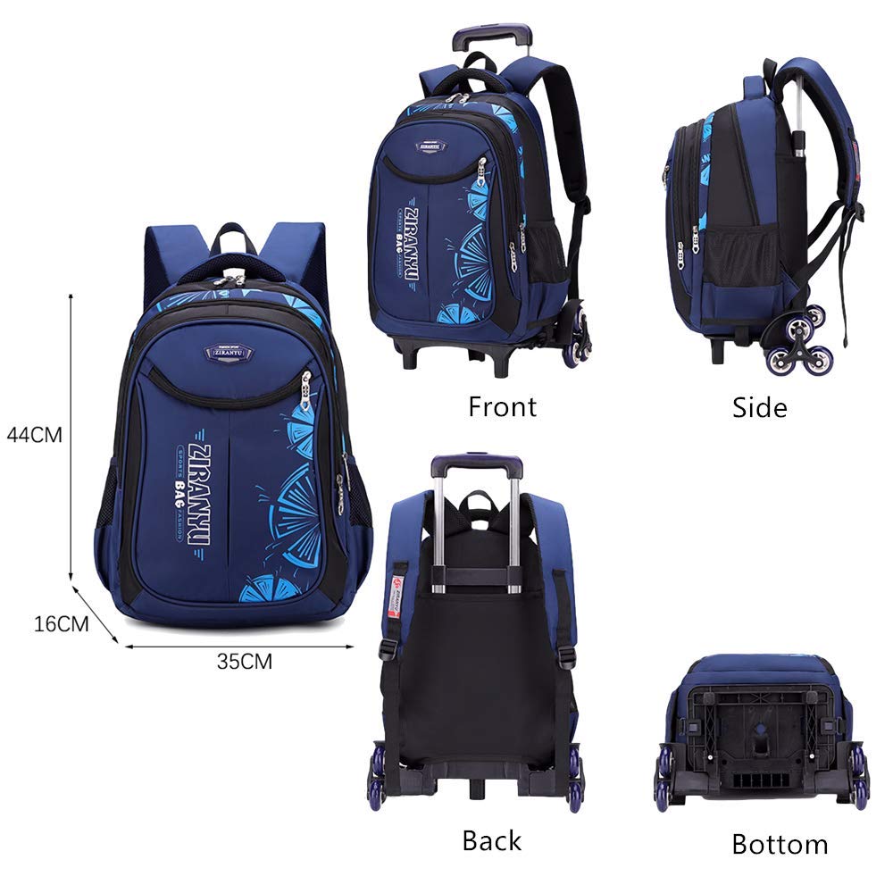 Rolling Backpack, Dual-Use School Bag for Elementary and Middle School Students, Wheeled Laptop Bag Travel Boys and Girls