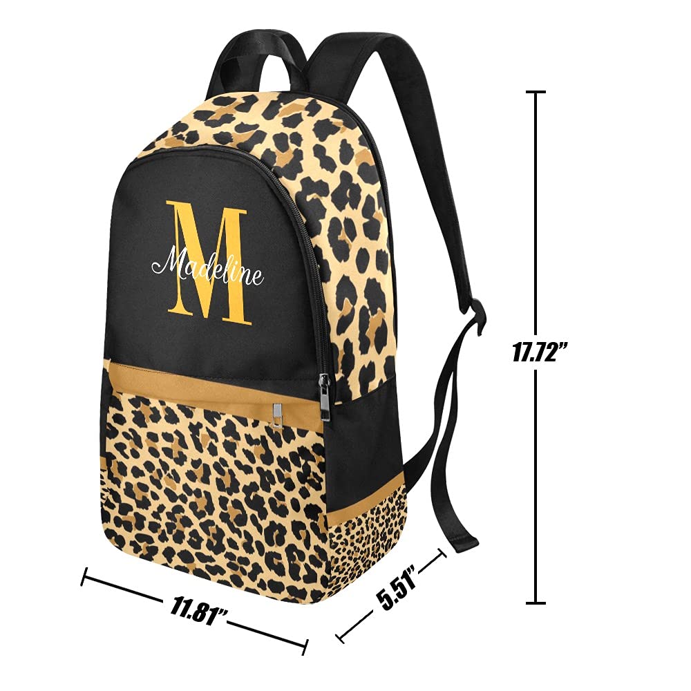 Personalized Personalized Leopard Print Casual Daypack Bag with Name Custom Backpack for Man Woman Girl Boy Gifts