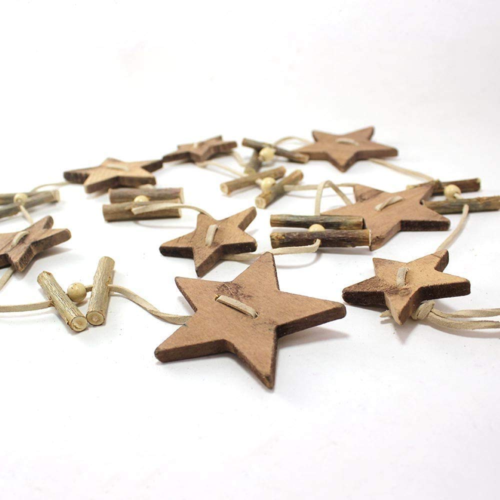 DERAYEE 100 Pcs Unfinished Wooden Stars Ornaments, Assorted Size Cutout Blank Wood Pieces Star for Christmas Wedding Party DIY Crafts