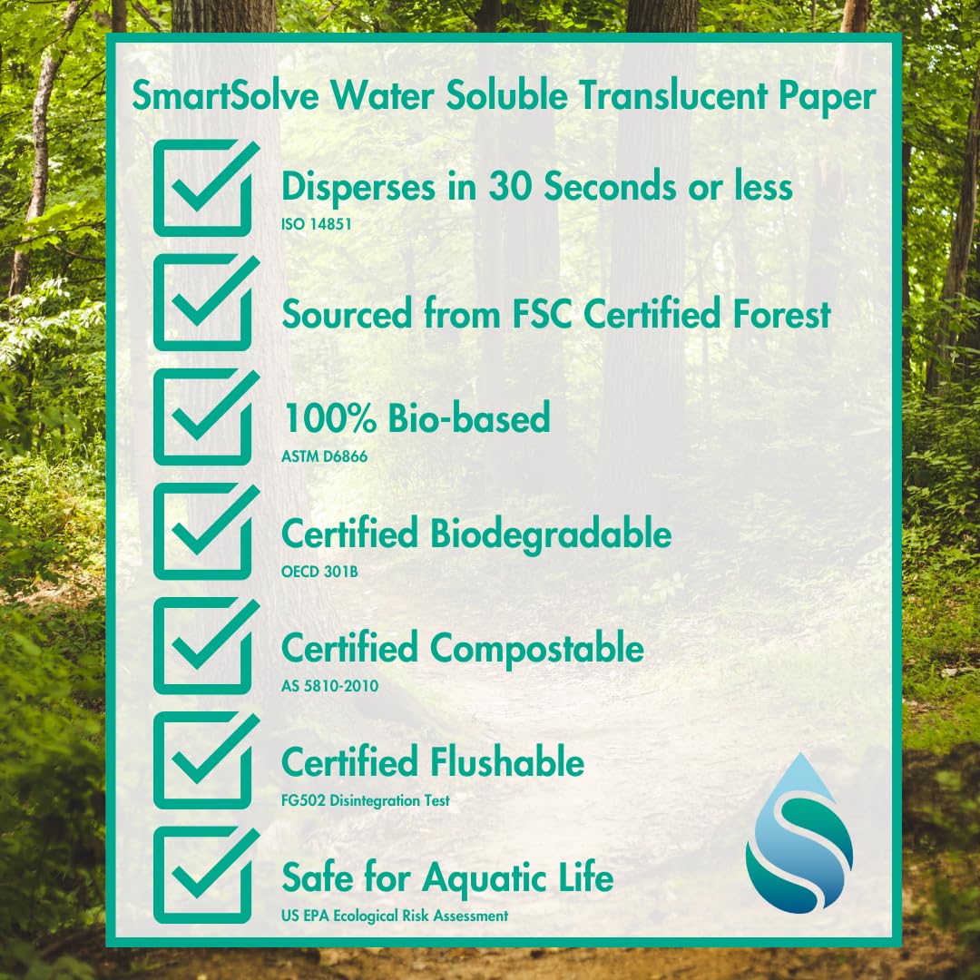 SmartSolve - IT118942 2pt Water-Soluble Translucent Paper, 8.5" x 11", White (Pack of 25)