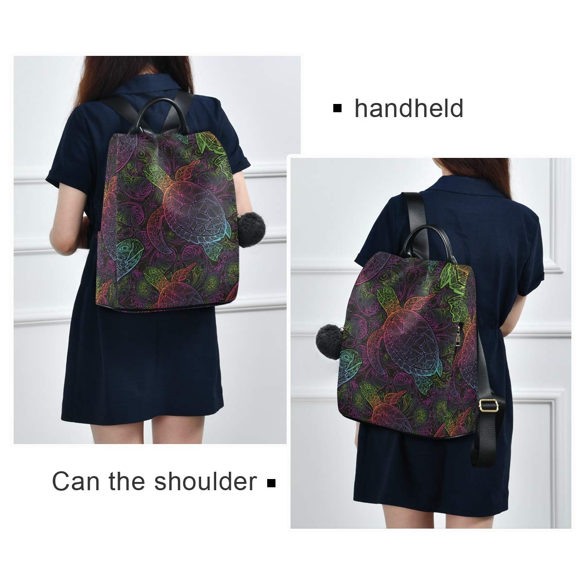ALAZA Boho Sea Turtle With Lotuses And Mandala Backpack for Daily Shopping Travel