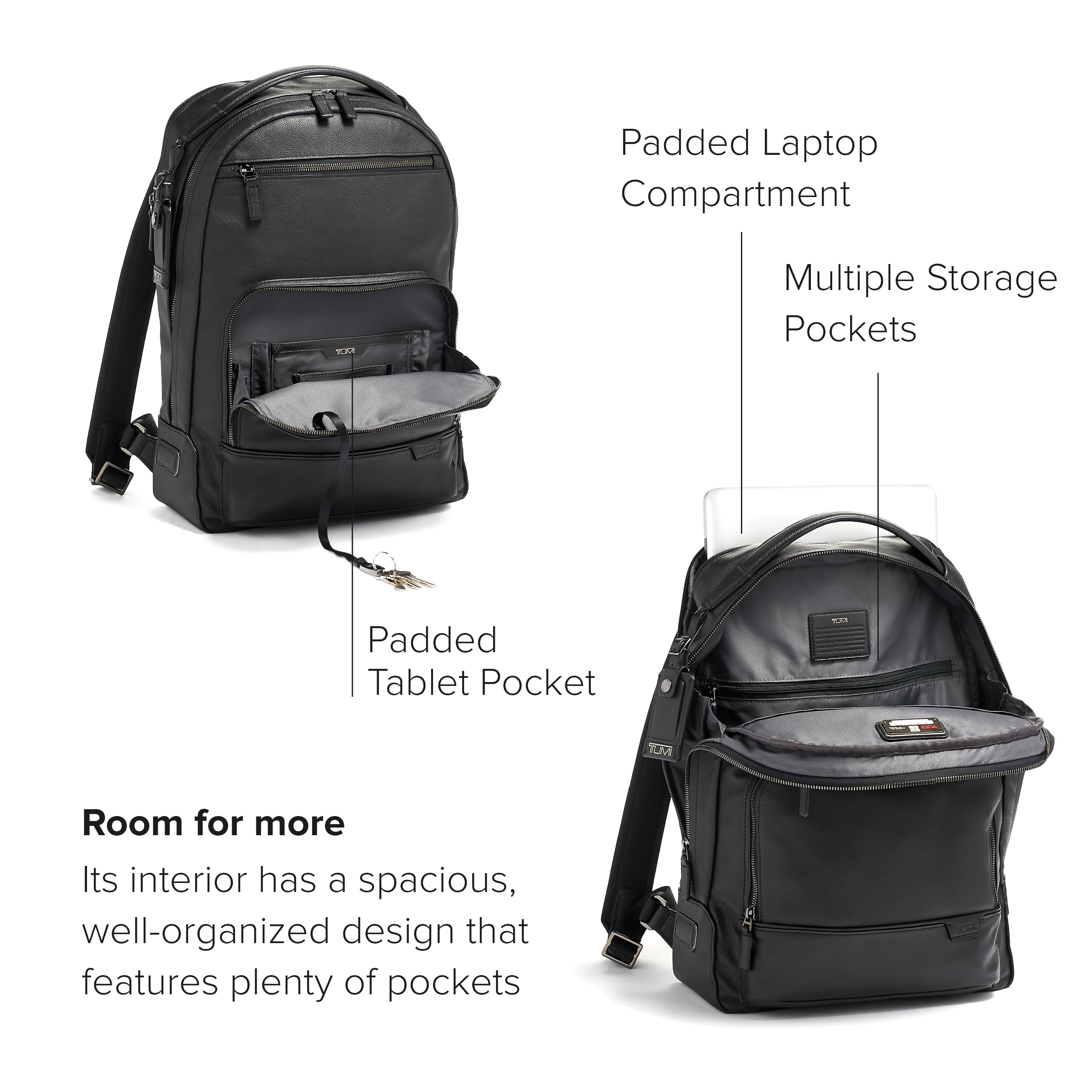 TUMI - Harrison Warren Leather Laptop Backpack - 15 Inch Computer Bag for Men and Women - Black