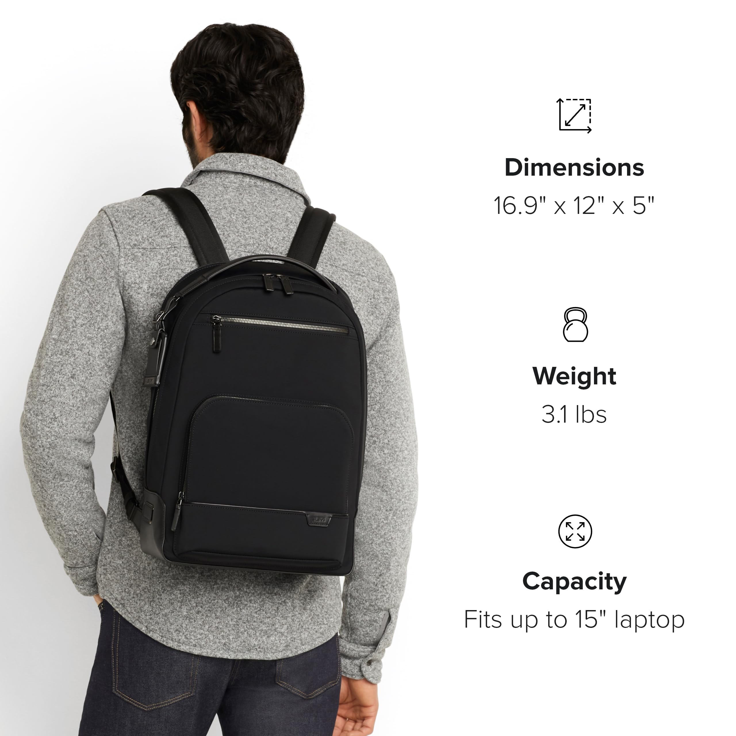TUMI - Harrison Warren Leather Laptop Backpack - 15 Inch Computer Bag for Men and Women - Black