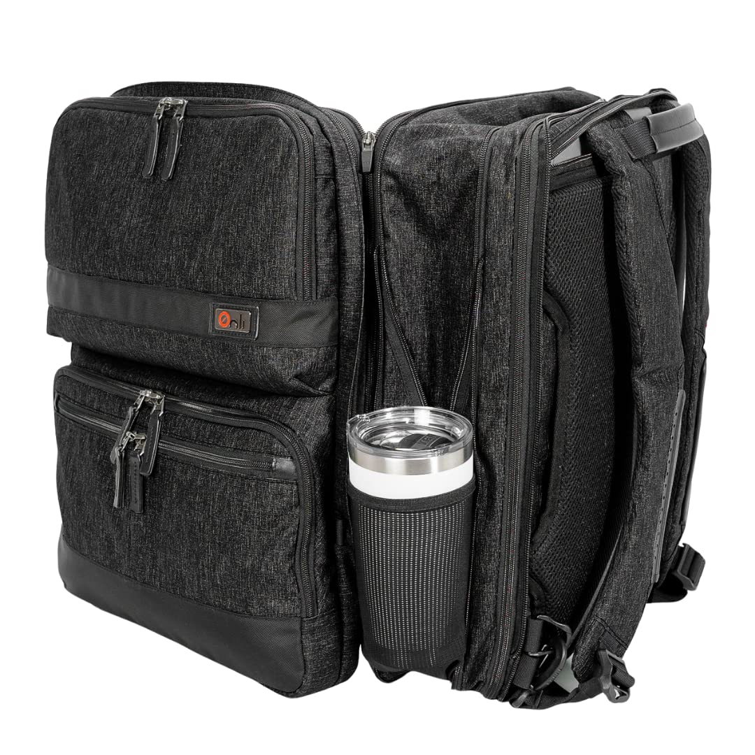 ONLI TRAVEL Revolution™ Double Pack - World class backpack - expands into a weekender bag -splits into two bags - handles two 17” laptops and two tablets (Black)