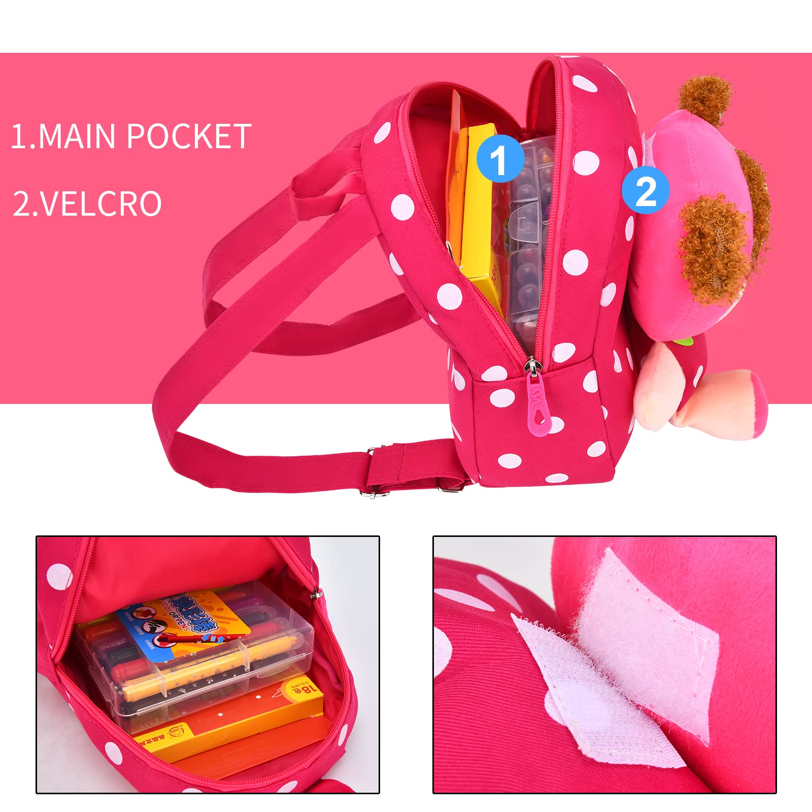 Suerico Cute Toddler Backpack Plush Doll Toy Snack Travel Bag Preschool Shoulder Bag Gift for Kid