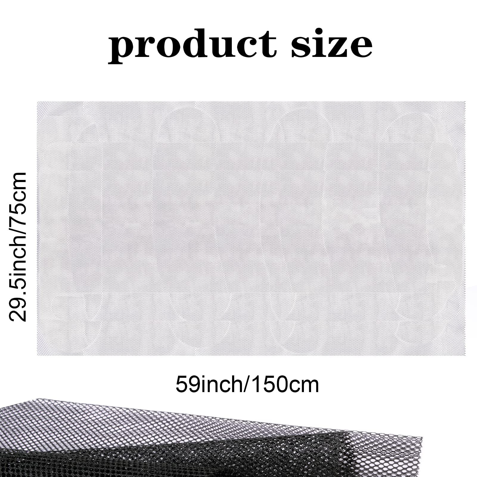 Pllieay 29.5 X 59 Inch Black Mesh Fabric Slightly Stretchy for Backpack Pocket and Straps, Netting Clothes, Netting Bag Shopping Bag