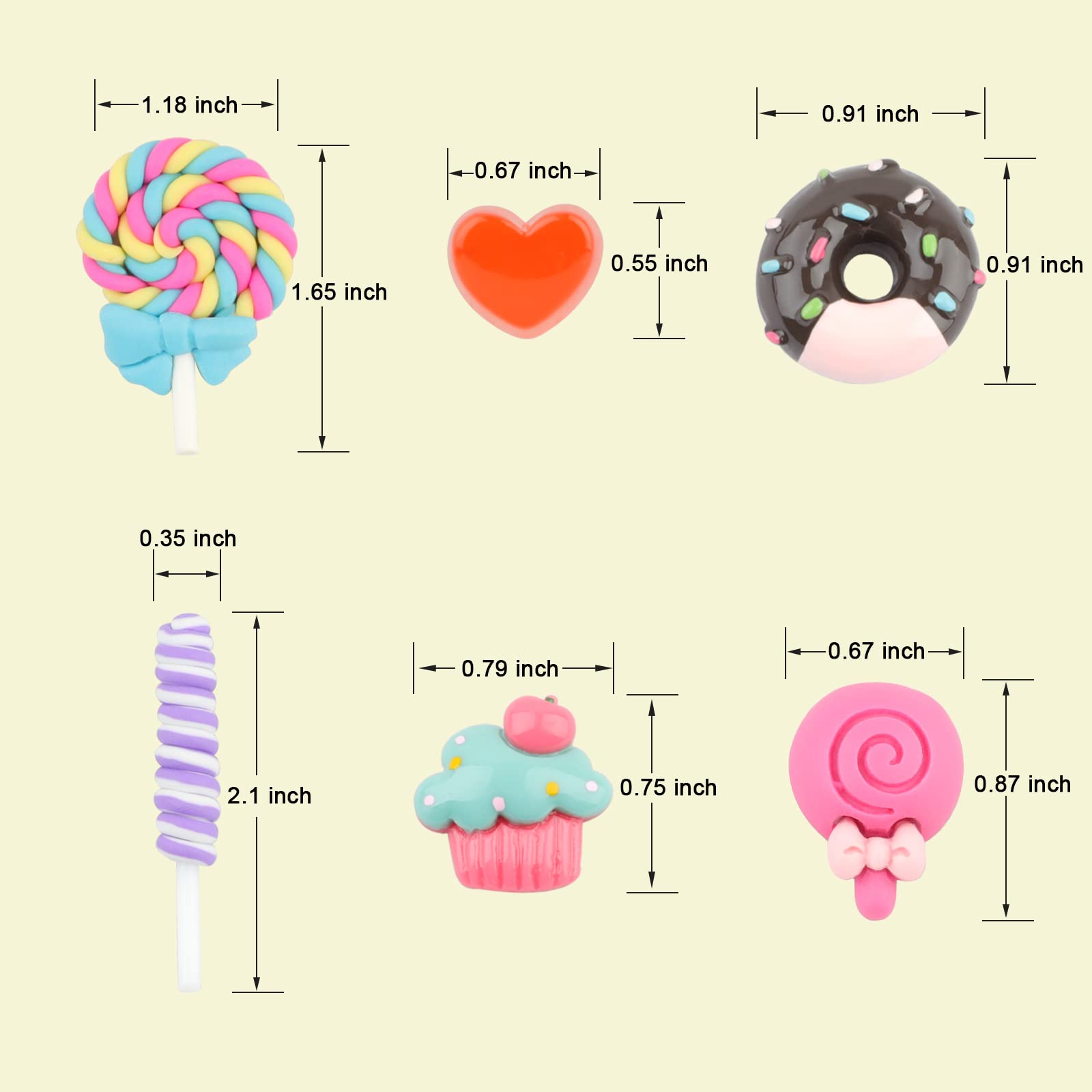 Kawaii Nail Charms, 50 Pcs Slime Charms Bulk, Candy Charms for Acrylic Nails, Cute Flatback Resin Charms for DIY Crafts Making, Ornament Scrapbooking