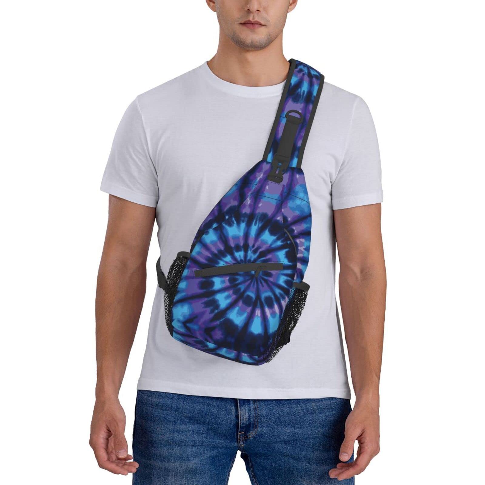 Yrebyou Tie Dye Sling Bag Hiking Travel Backpack Waterproof Adjustable Daypack Crossbody Shoulder Chest Bag For Women Men