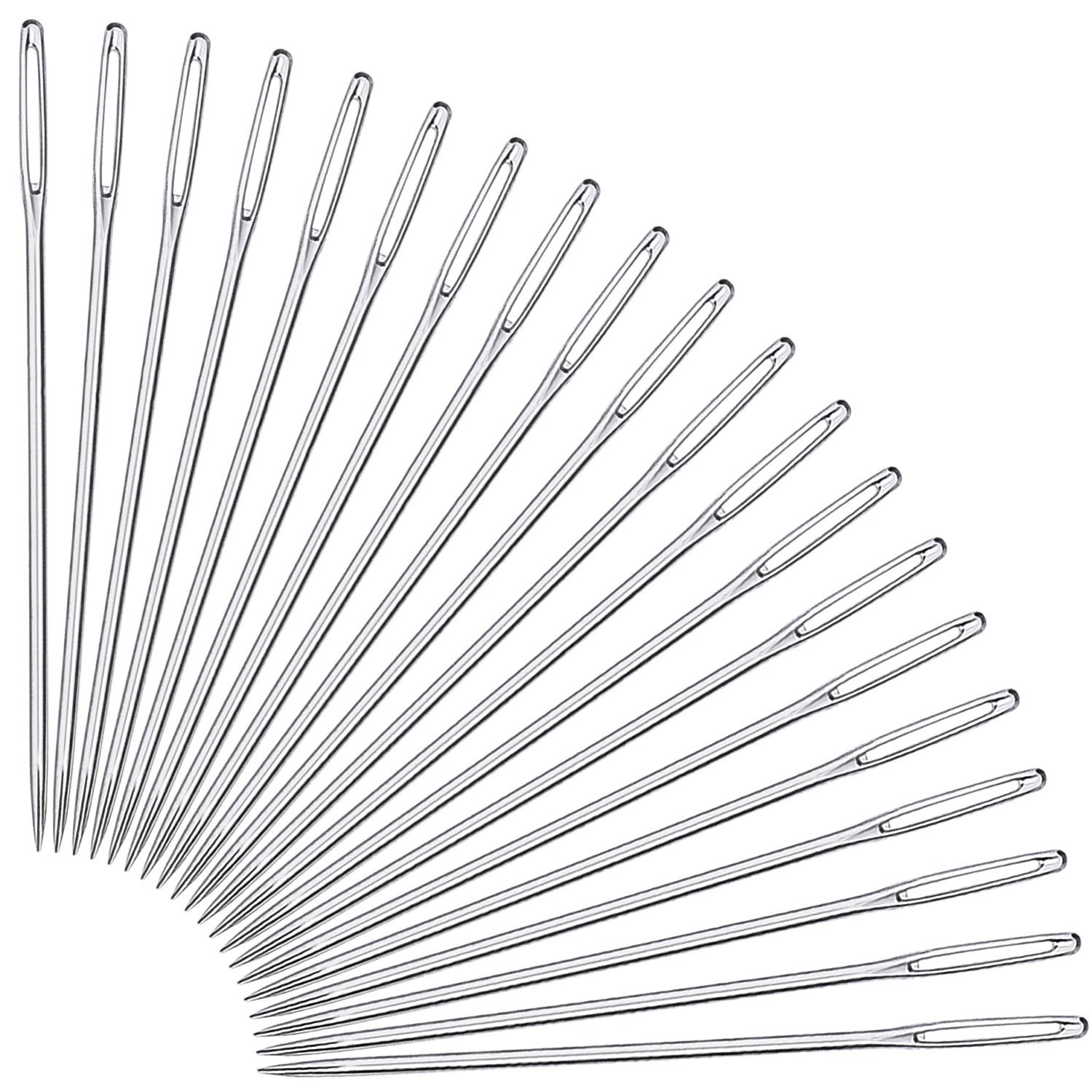 Large-Eye Stitching Needles for Leather Projects with Clear Bottle, 20 Pack