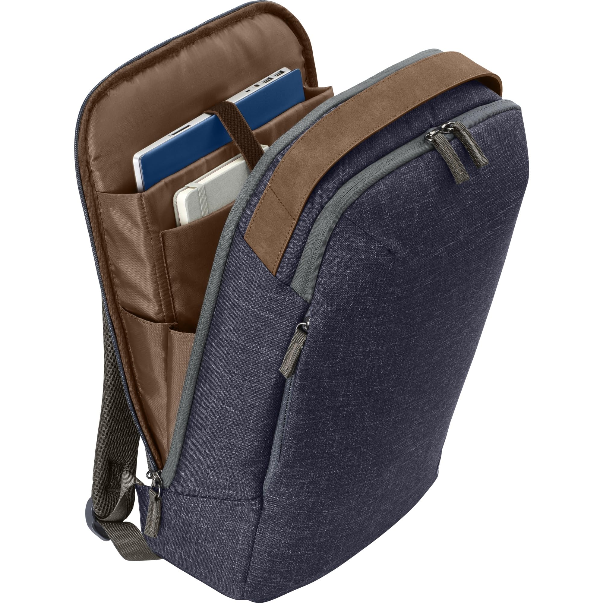 HP Renew 15.6” Laptop Backpack Made with Recycled Plastic Bottles, Water-Resistant Material, Luggage Strap, and Comfortable Straps | Navy