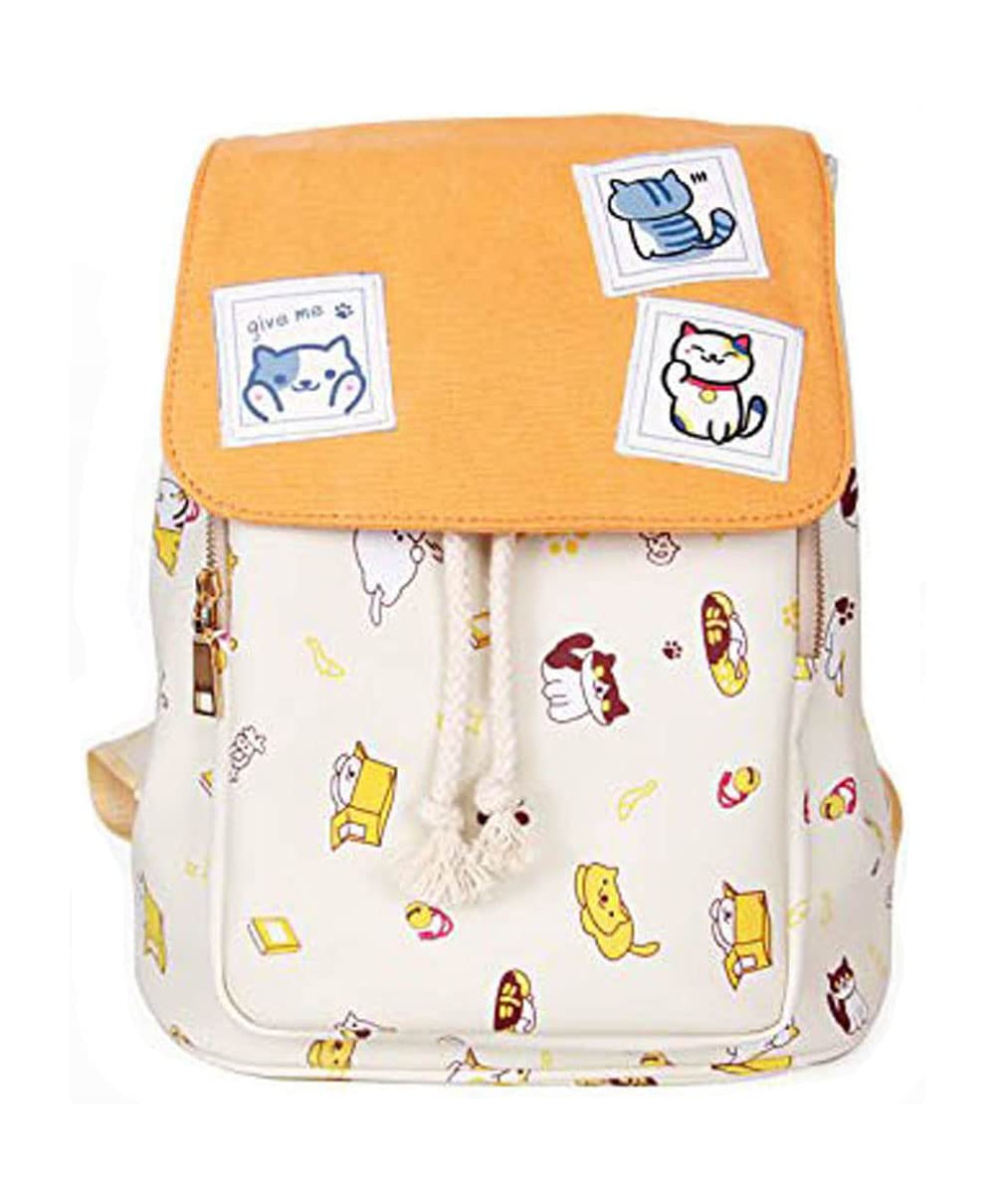 MONMOB Neko Atsume Lolita Style Anime Backpack Cover Type Cute Cat Backpack Shoulders Bag Canvas Bag