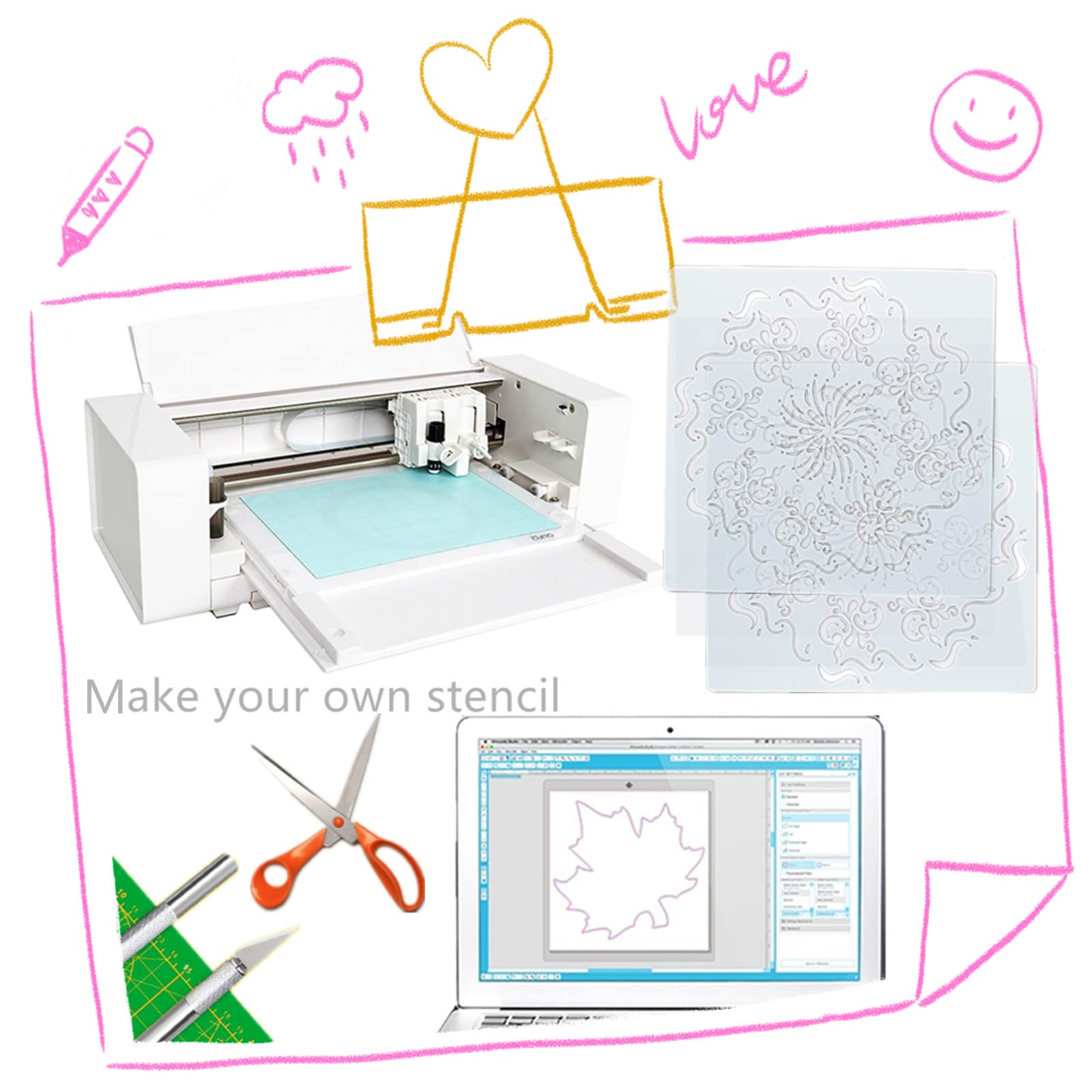 BANLTRE 10 Sheets 10 mil Mylar Sheet 12 x 12 inch Milky Translucent PET Blank Stencil Making Sheet for Cricut, Laser Cutting, Gyro-Cut Tool Template Material (10 mil)