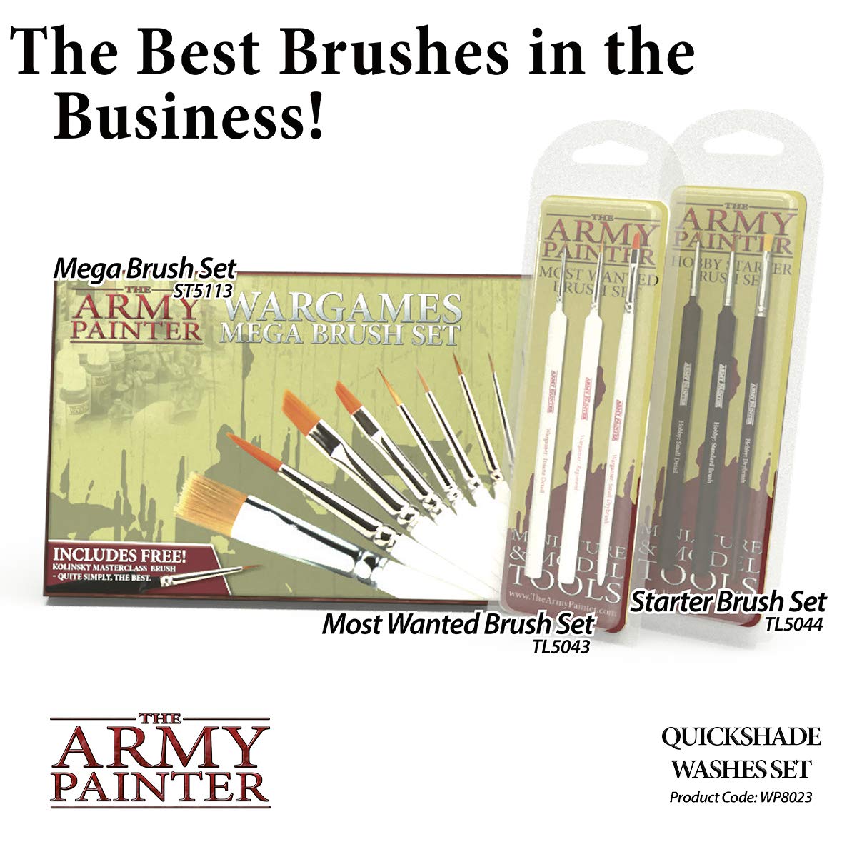 The Army Painter 11 Nontoxic Miniature Paint Washes in Dropper Bottles - Rich Pigment Fluid Acrylic Paint Washes Miniature Painting Kit, Liquid Acrylic Paint Set - Warpaint Quickshade Wash Set
