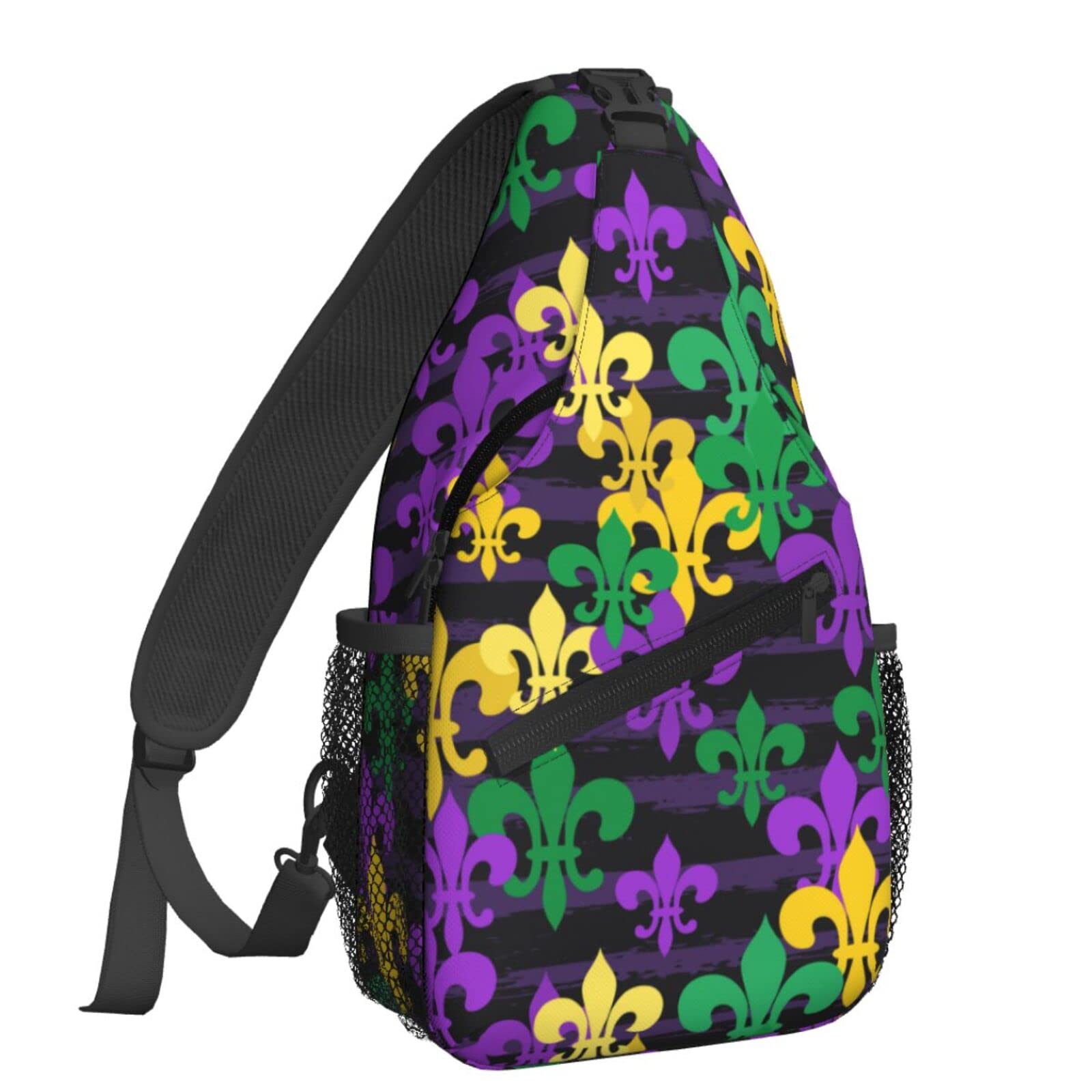 Dujiea Crossbody Backpack For Men Women Sling Bag, Mardi Gras. Chest Bag Shoulder Bag Lightweight One Strap Backpack Multipurpose Travel Hiking Daypack