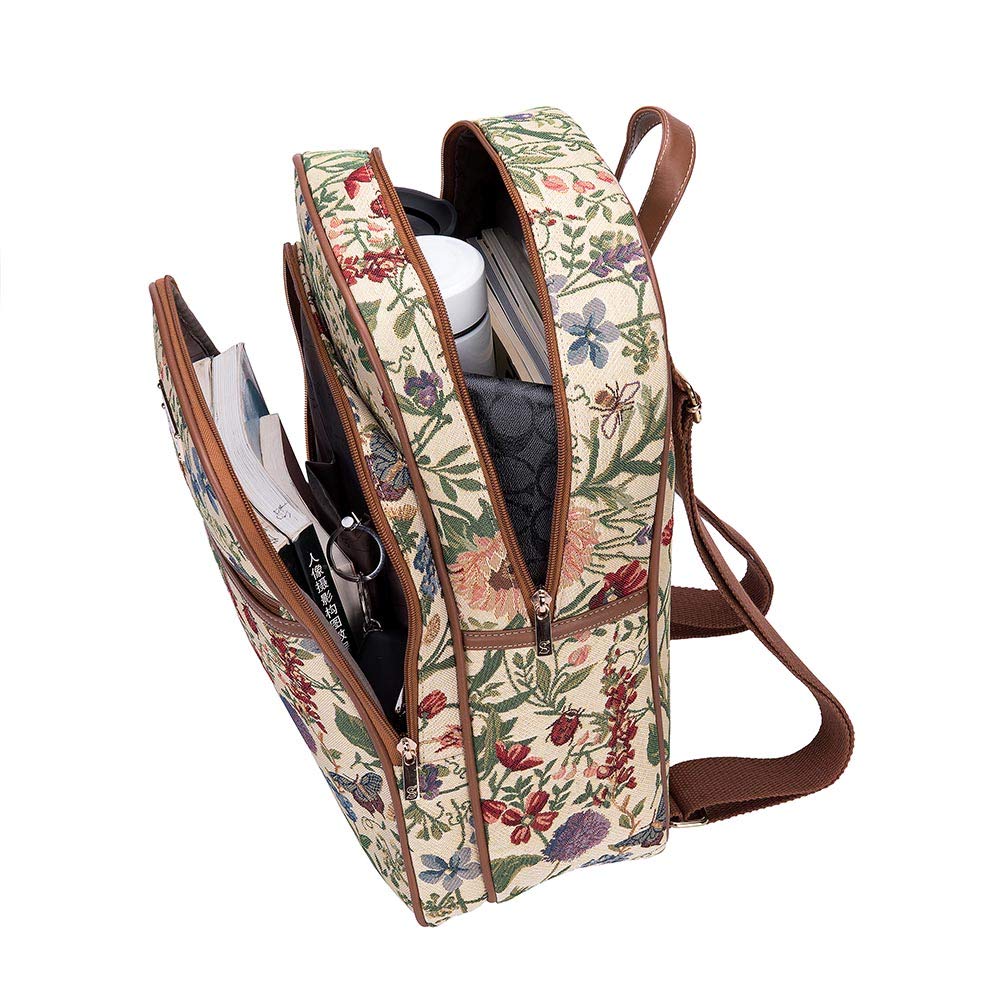 Signare Tapestry backpack purse for Women computer backpack bookbags for women with Morning Garden Design (BKPK-MGD)