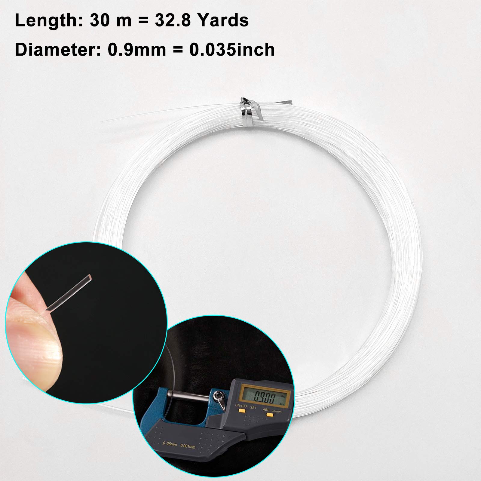 Invisible Hanging Wire Supports Up to 60lbs,98Feet(30M) Clear Picture Wire with 40Pcs Aluminum Crimping Sleeves,Strong Nylon Wire for Hanging Picture Frame,String Light,Christmas Decor