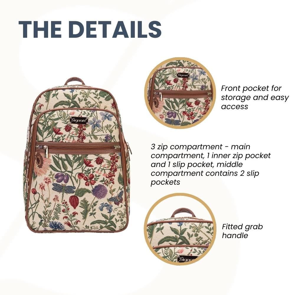 Signare Tapestry backpack purse for Women computer backpack bookbags for women with Morning Garden Design (BKPK-MGD)