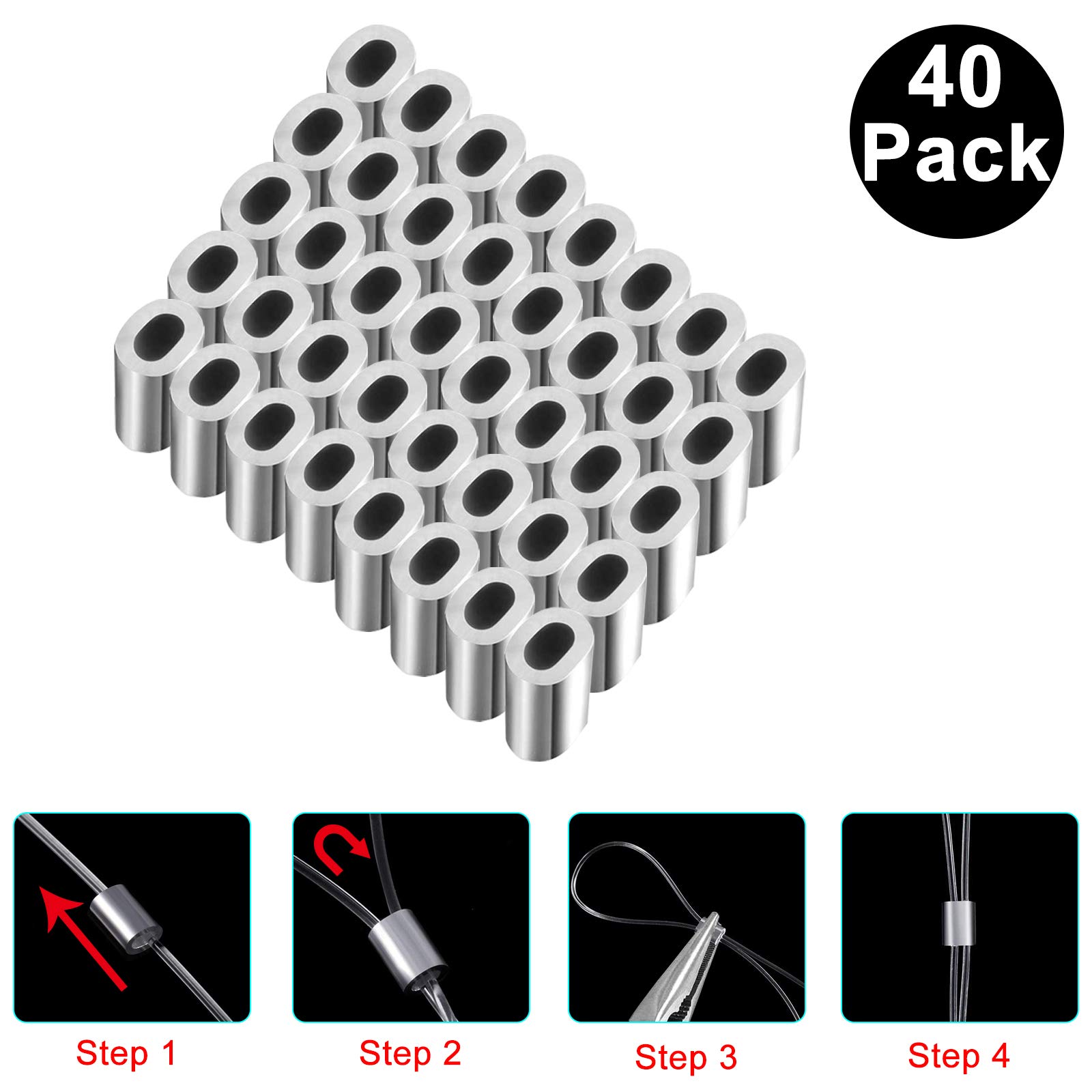 Invisible Hanging Wire Supports Up to 60lbs,98Feet(30M) Clear Picture Wire with 40Pcs Aluminum Crimping Sleeves,Strong Nylon Wire for Hanging Picture Frame,String Light,Christmas Decor