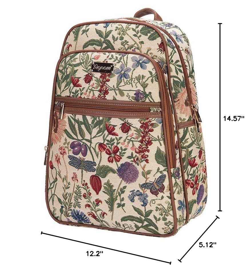 Signare Tapestry backpack purse for Women computer backpack bookbags for women with Morning Garden Design (BKPK-MGD)