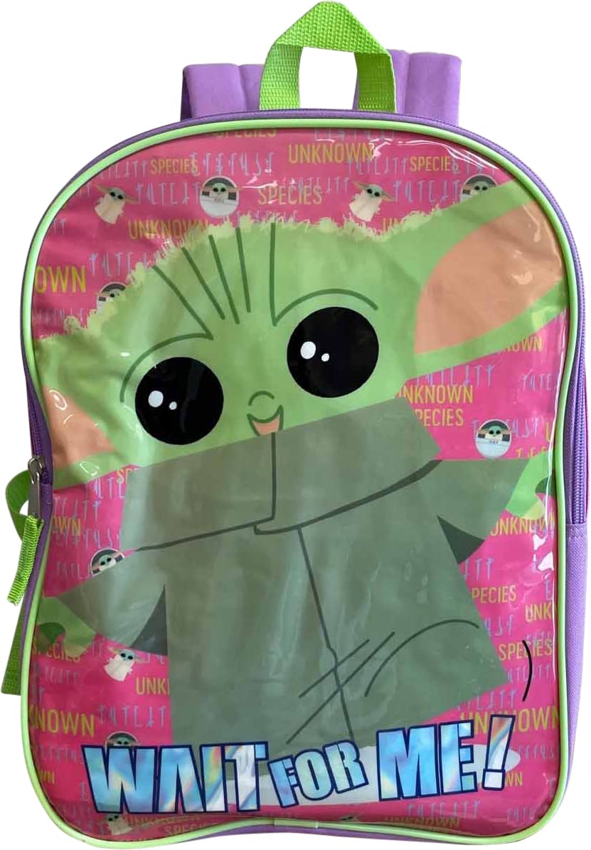 Star Wars The Mandalorian Baby Yoda 15" School Backpack (Pink-Purple-Green)