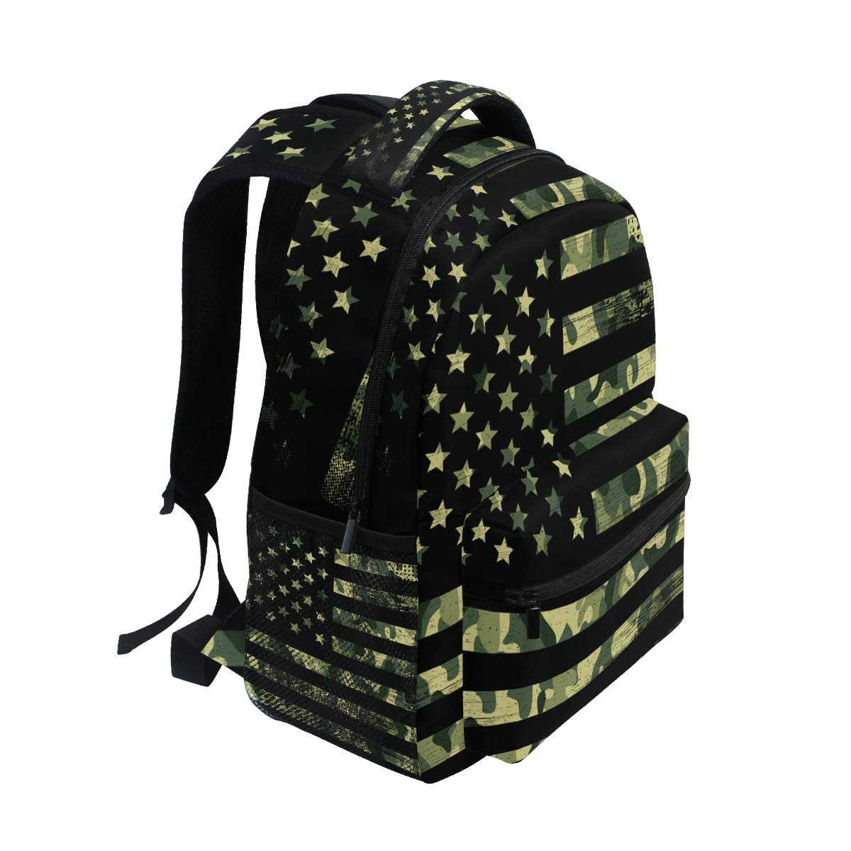 American Flag Camouflage Grunge Backpacks Travel Laptop Daypack School Bags for Teens Men Women