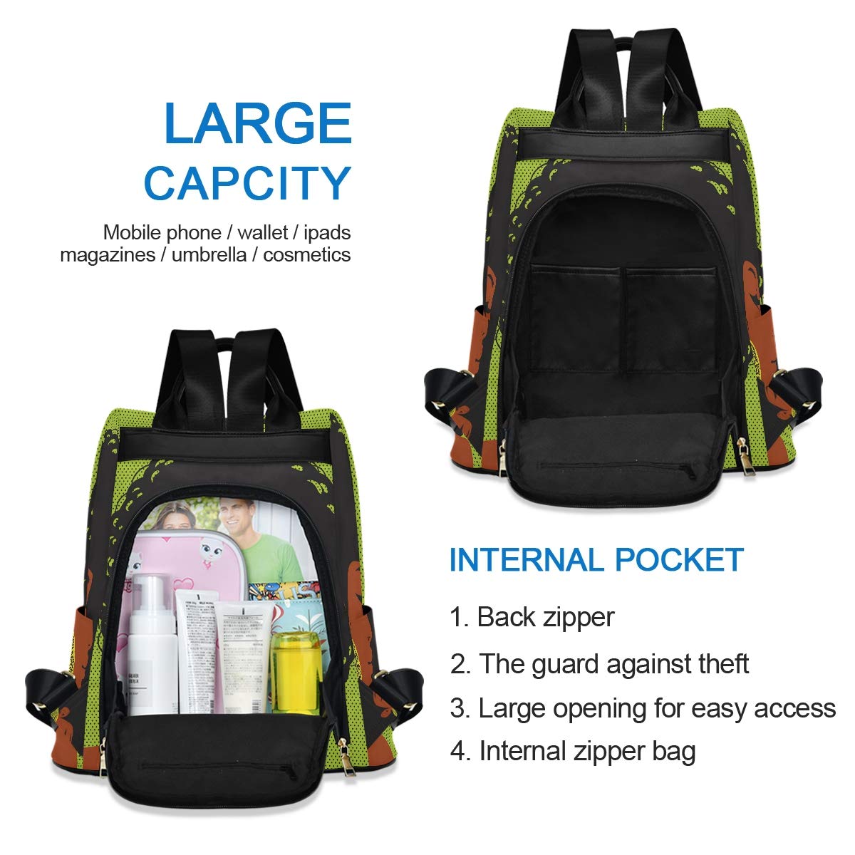 ALAZA African American Woman Backpack for Daily Shopping Travel