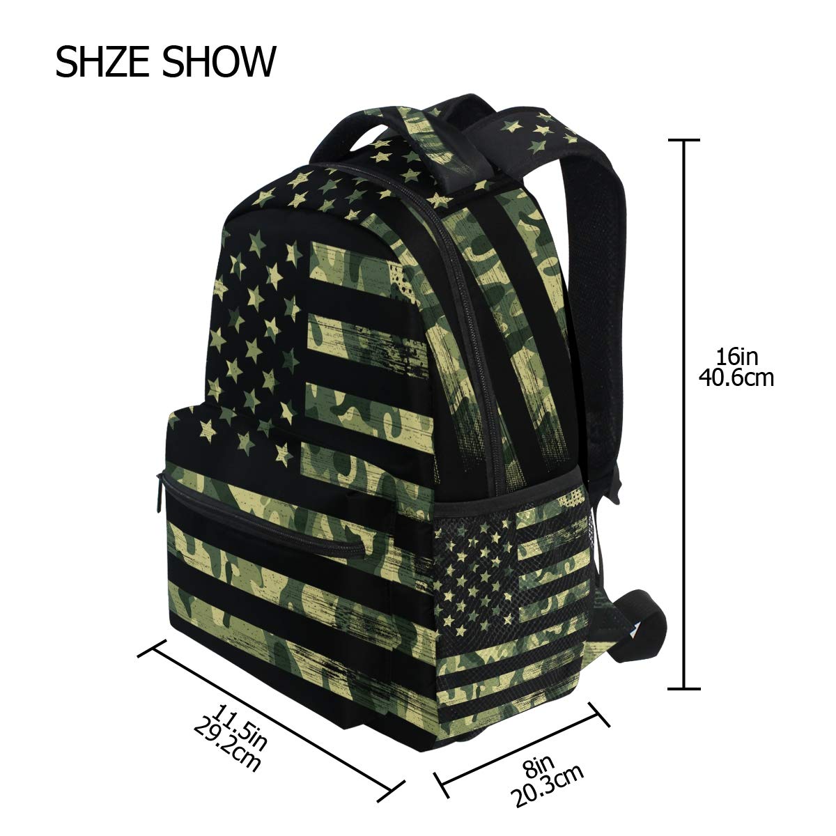 American Flag Camouflage Grunge Backpacks Travel Laptop Daypack School Bags for Teens Men Women