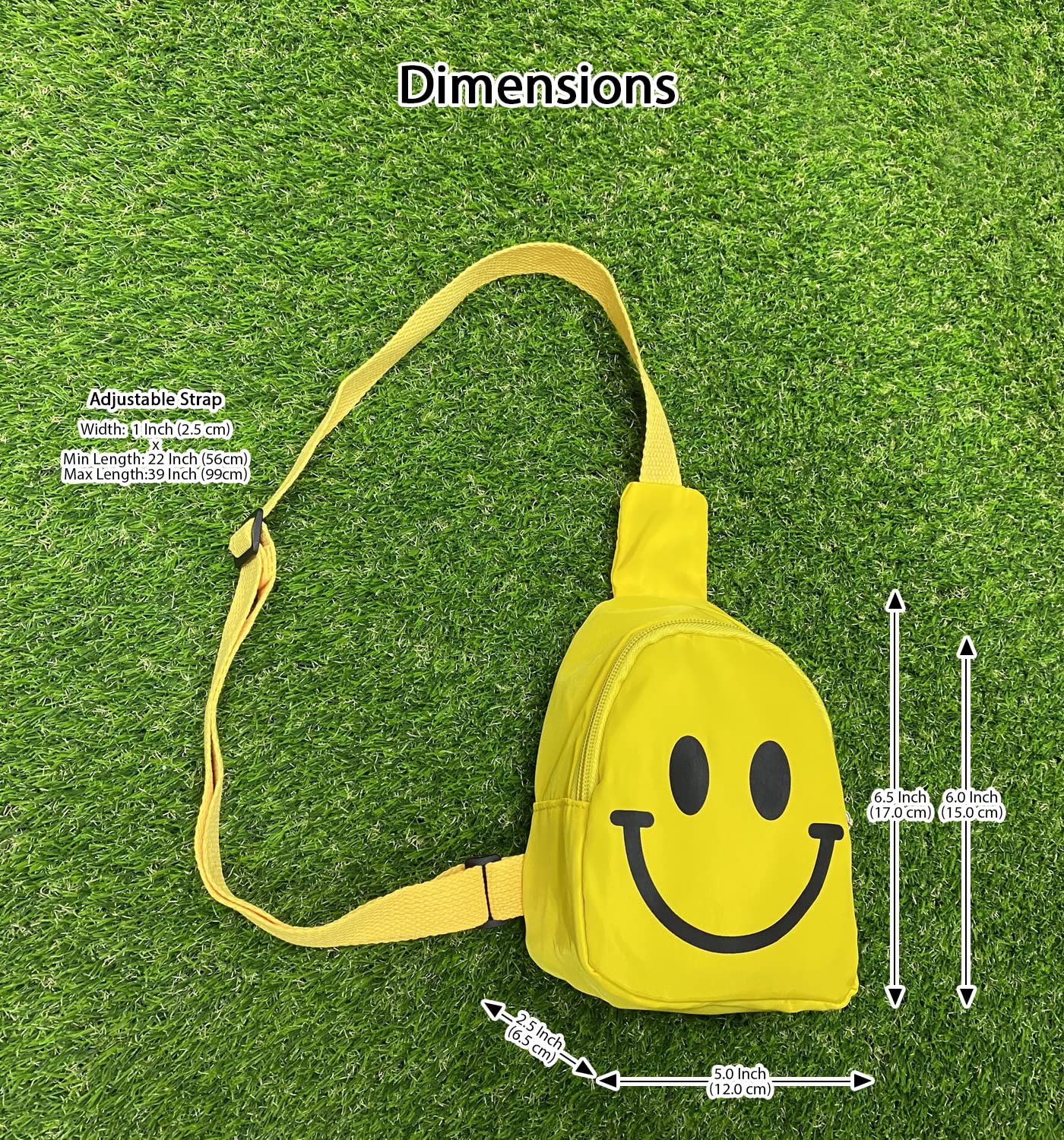 HOLAWIT Happy Face Fun Design Phone Holder Cute Sling Bag Positive Smile Crossbody Backpack for Kids Hiking Daypack Multipurpose Cross Body Chest Bag - Black
