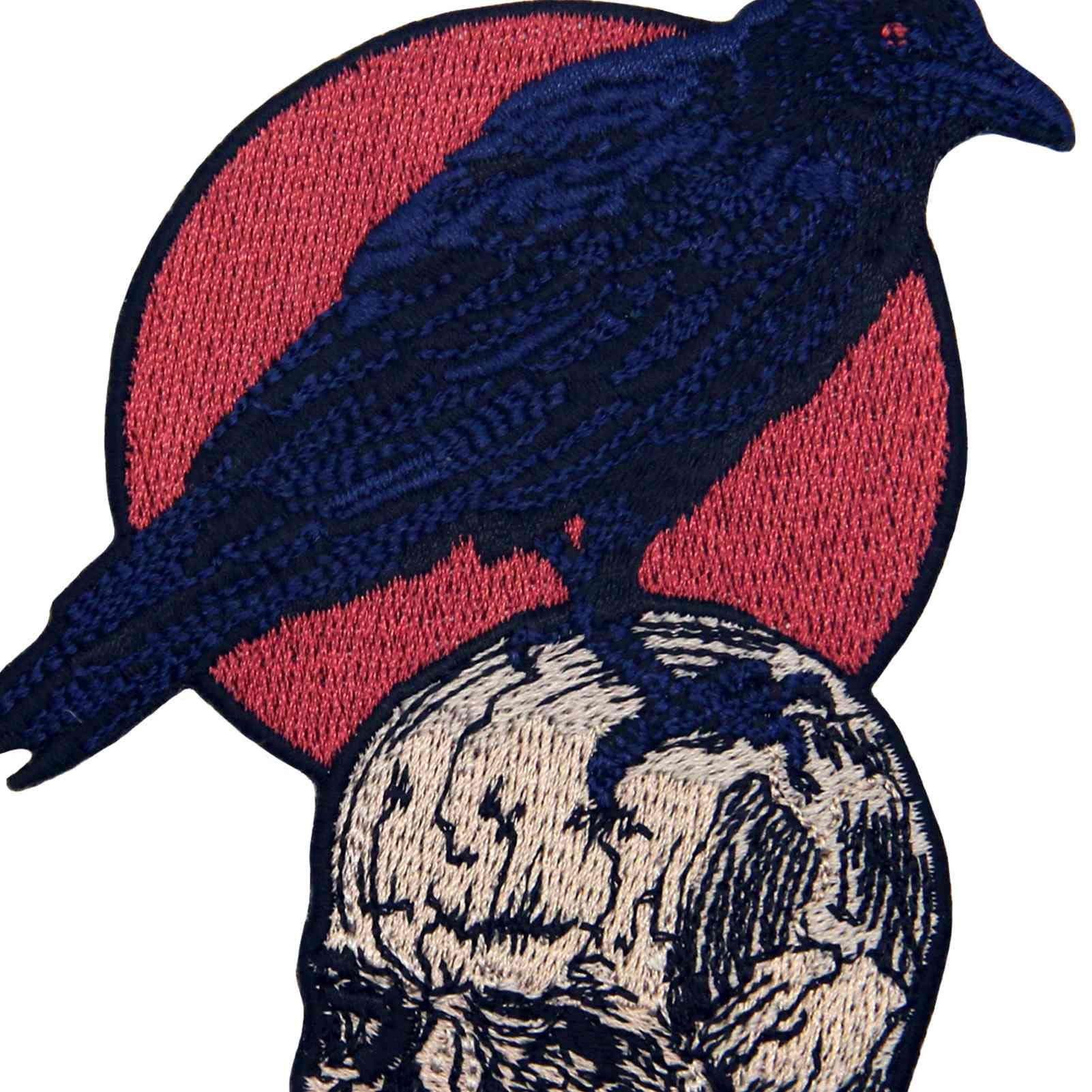 The Raven On The Skull Patch Embroidered Applique Badge Iron On Sew On Emblem