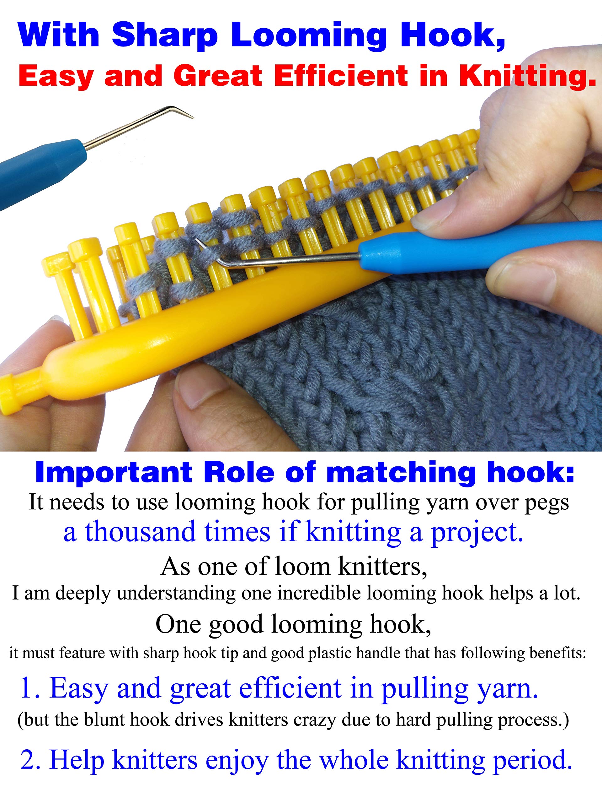 4 Pieces Colorful Knitting Loom Hook Tool Loom Knit Hook Set Looming Hooks Crochet Hooks Sewing Needles Knitting Needles for Knitting Looms Knitting Boards