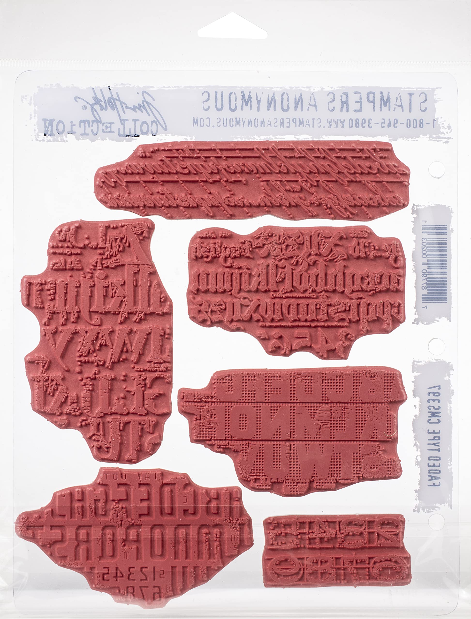 Tim Holtz - Stampers Anon CLING RBBR STAMP SET FADED TYPE