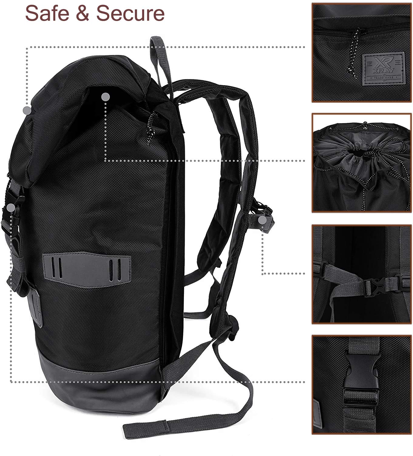 X RAY Rolltop Backpack | Leather Backpack | Travel Backpacks | School Backpack