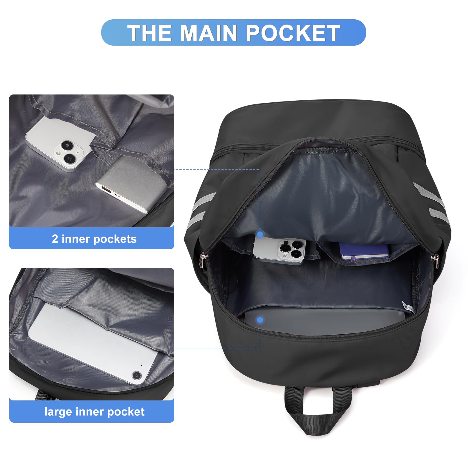 coofay Gym Backpack For Women Waterproof Backpack With Shoe Compartment Lightweight Travel Backpack Black Sports Backpack Large Gym Bag