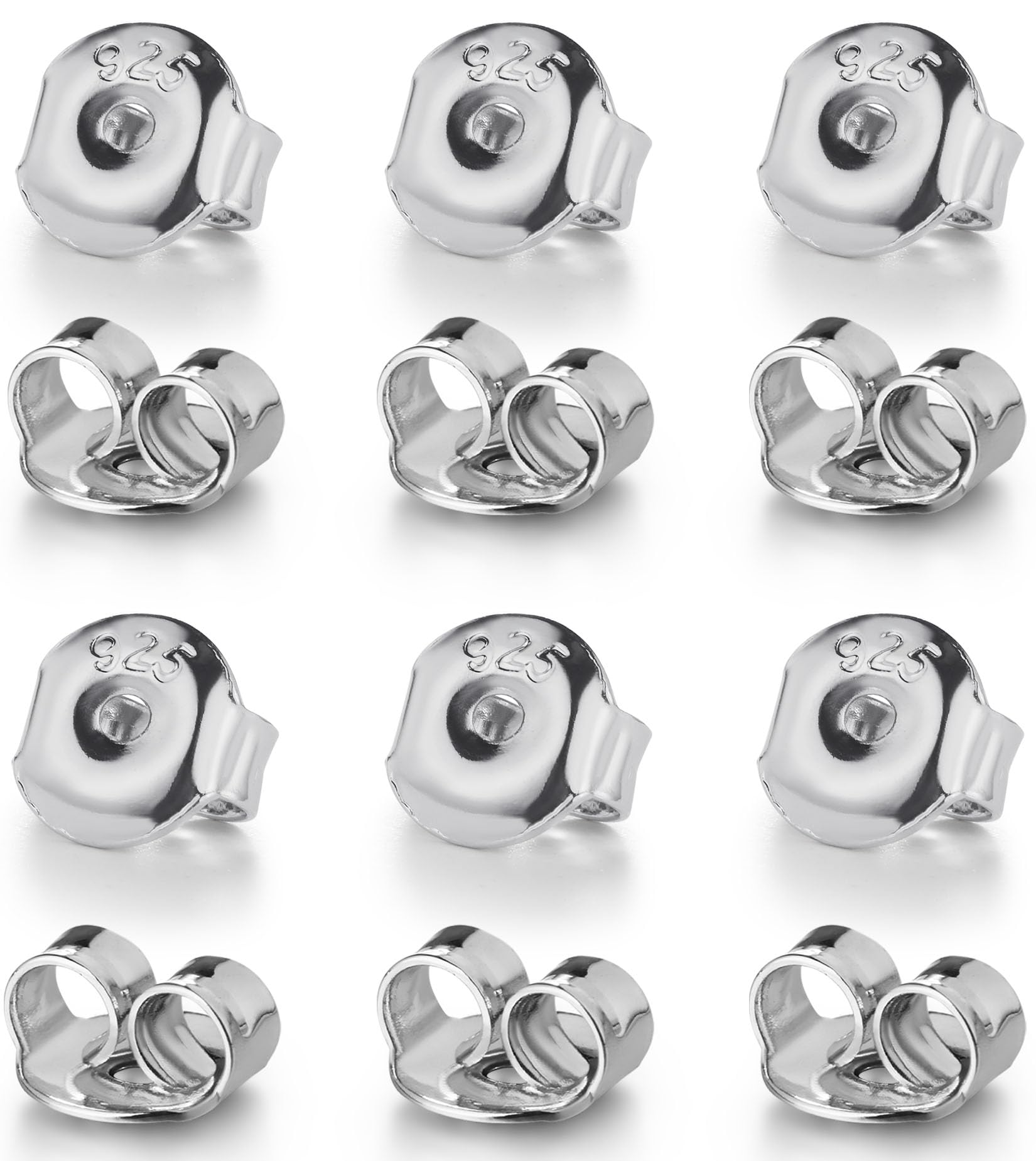 Earring Backs for Studs, Moconar 12PCS 925 Sterling Silver Earring Backs Replacements, Hypoallergenic Earring Backs Secure Ear Locking Pierced Earring Backs for Studs