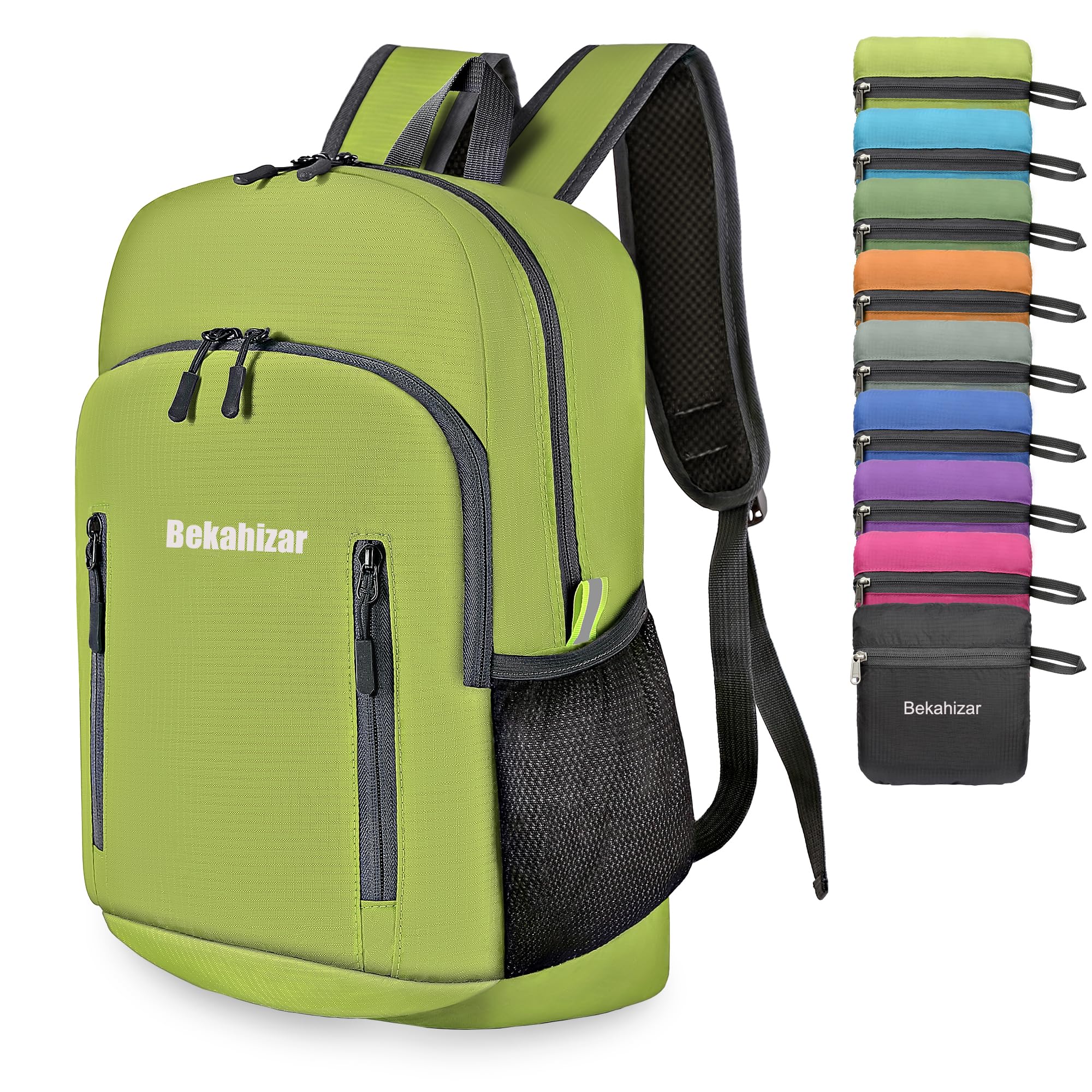 Bekahizar 20L Lightweight Foldable Backpack Small Water Resistant Travel Hiking Daypack (Silver Blue)