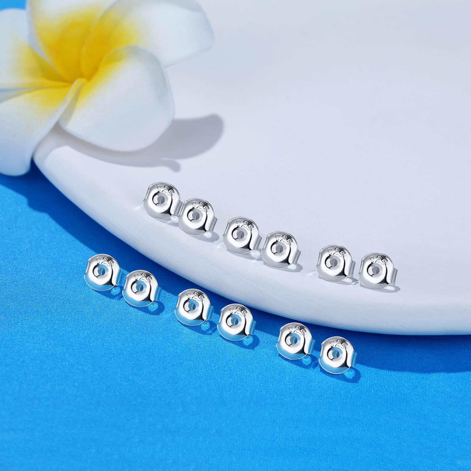 Earring Backs for Studs, Moconar 12PCS 925 Sterling Silver Earring Backs Replacements, Hypoallergenic Earring Backs Secure Ear Locking Pierced Earring Backs for Studs