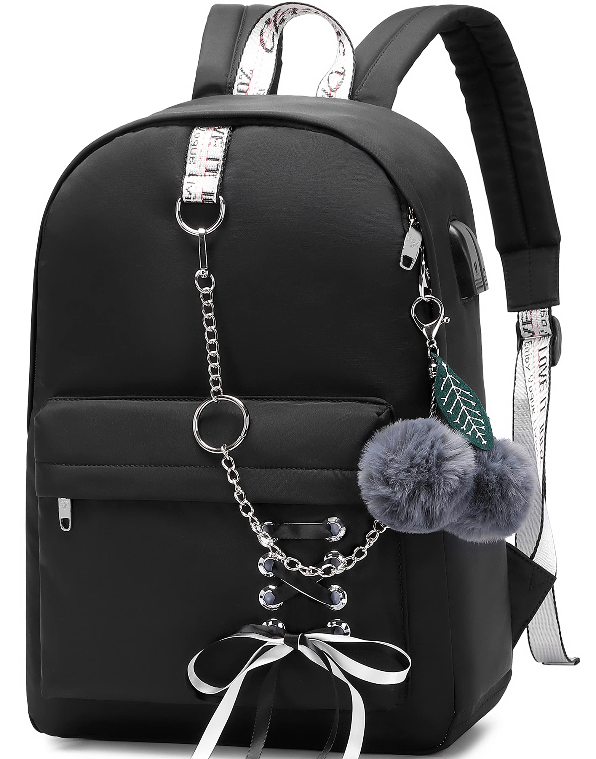 Spotted Tiger School Backpack for Girls Backpack School Bag Bookbag Cute Travel Backpack for Teen Girls Women (Black)