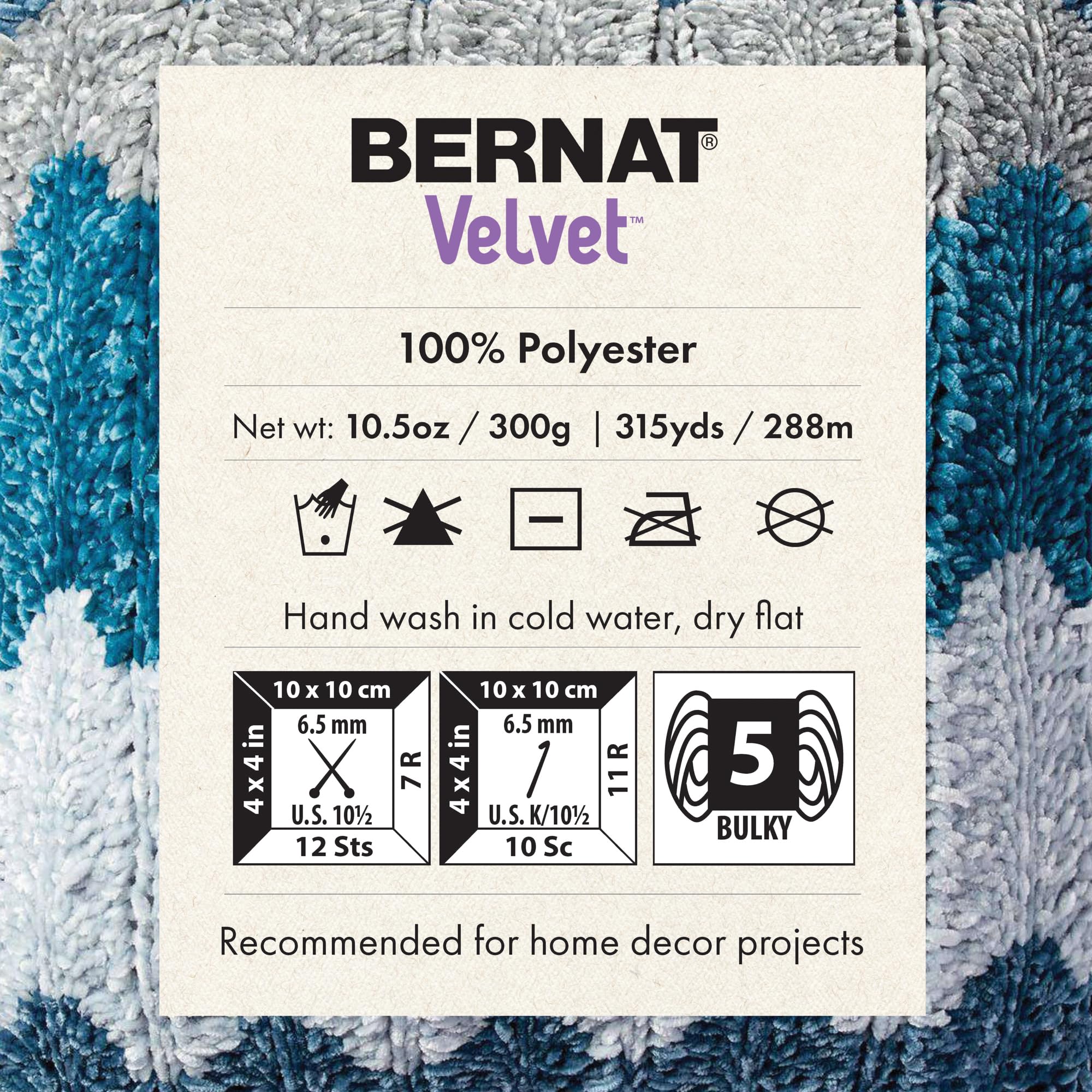 Bernat Velvet Vapor Gray Yarn - 2 Pack of 300g/10.5oz - Polyester - 5 Bulky - 315 Yards - Knitting/Crochet