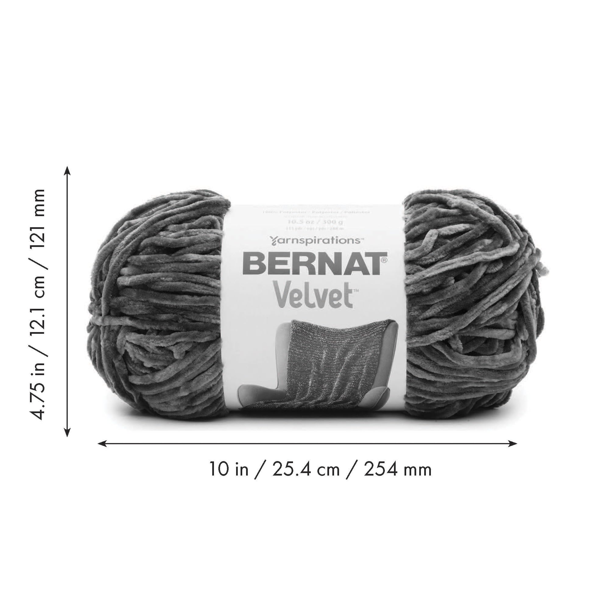 Bernat Velvet Vapor Gray Yarn - 2 Pack of 300g/10.5oz - Polyester - 5 Bulky - 315 Yards - Knitting/Crochet
