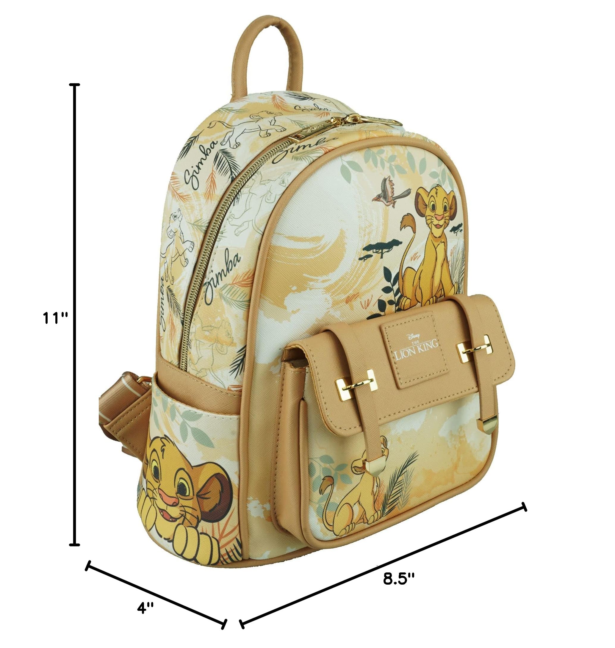 Disney The Lion King Simba and Nala Wondapop 11 Inch Vegan Leather Mini Backpack