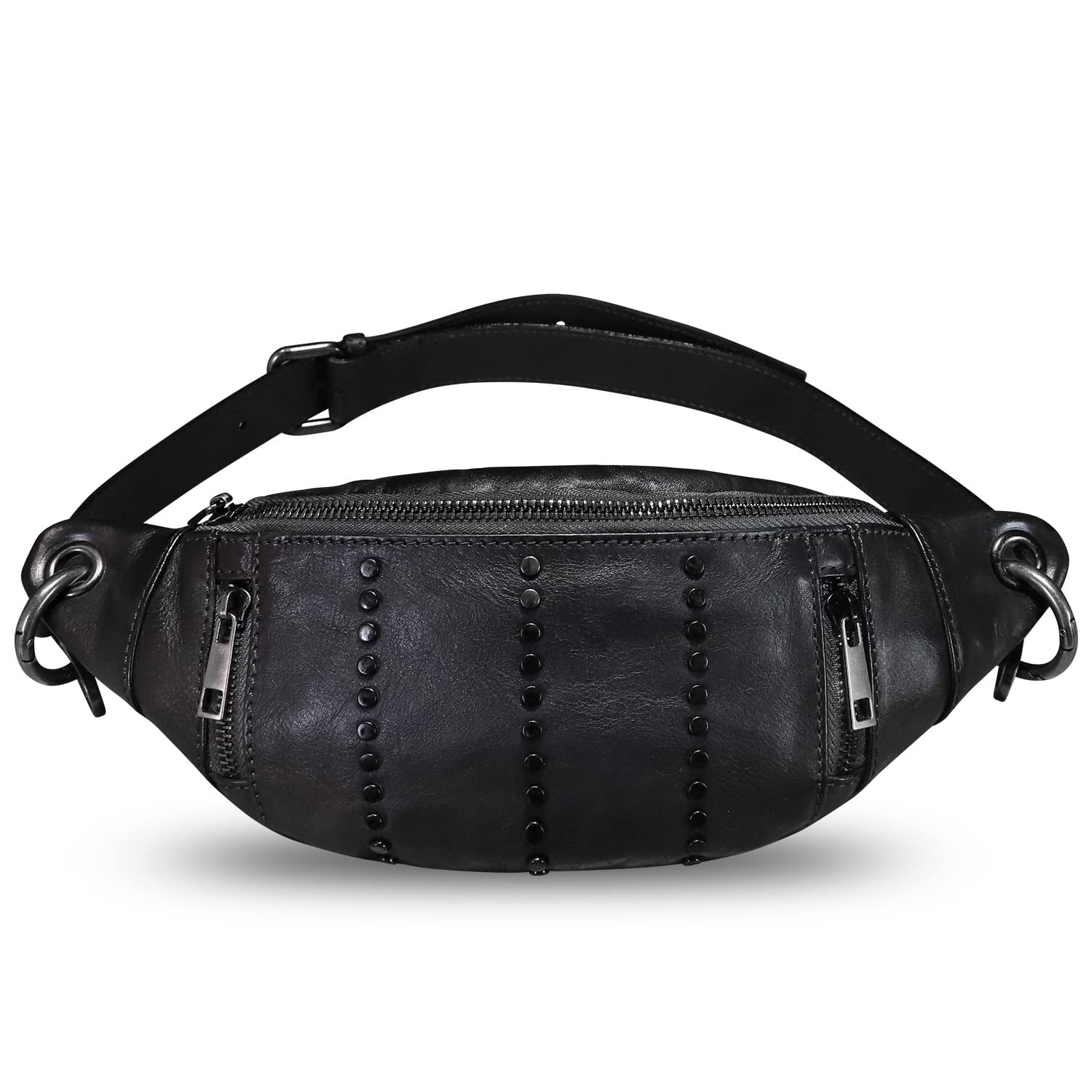 Genuine Leather Sling Bag for Women Fanny Bag Casual Hiking Daypack Crossbody Chest Bags Motorcycle Shoulder Backpack (Darkgrey)
