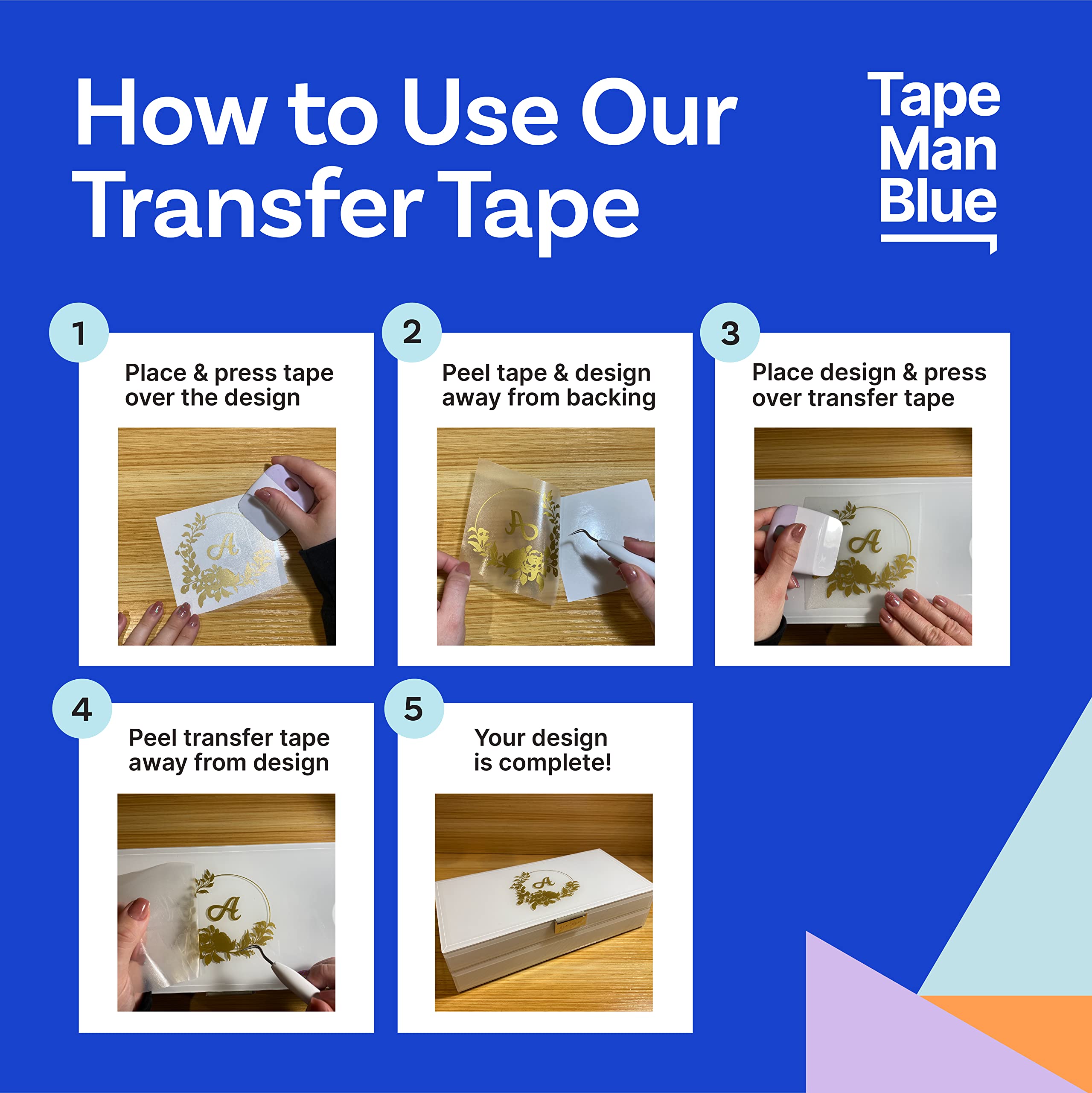 12" x 100' Roll of Clear Transfer Tape for Vinyl, Made in America, Vinyl Transfer Tape with Alignment Grid for Cricut Crafts, Decals, and Letters